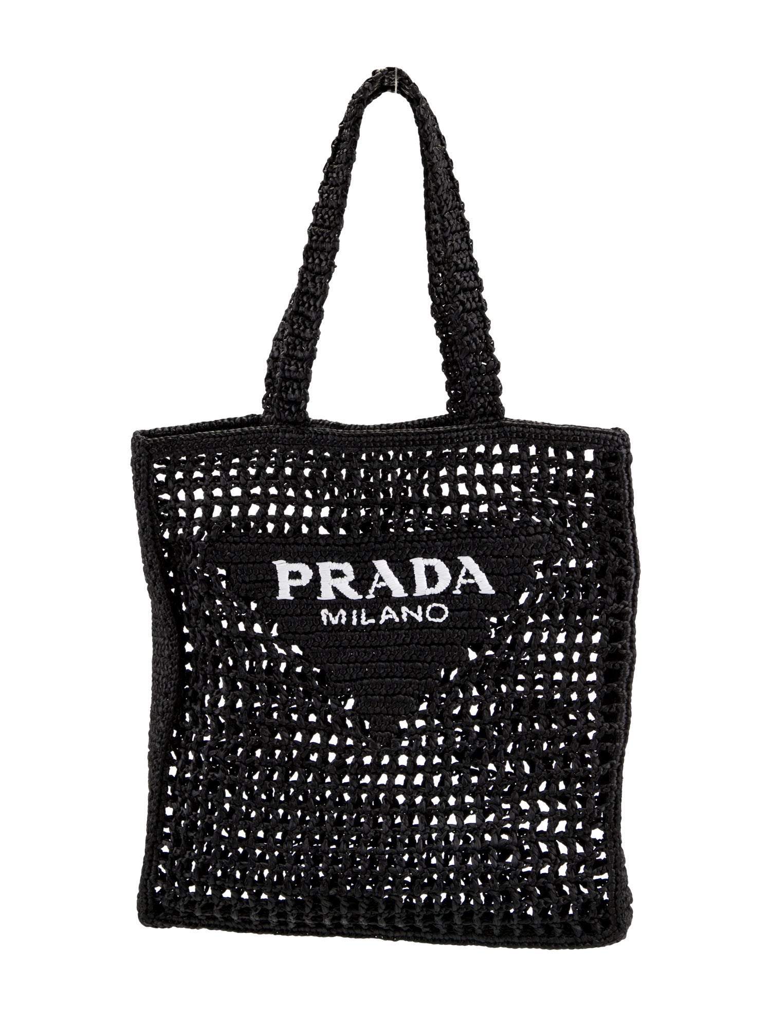 Prada Raffia Grass Tote w/ Tags - Black Totes, Handbags - PRA1038678 ...