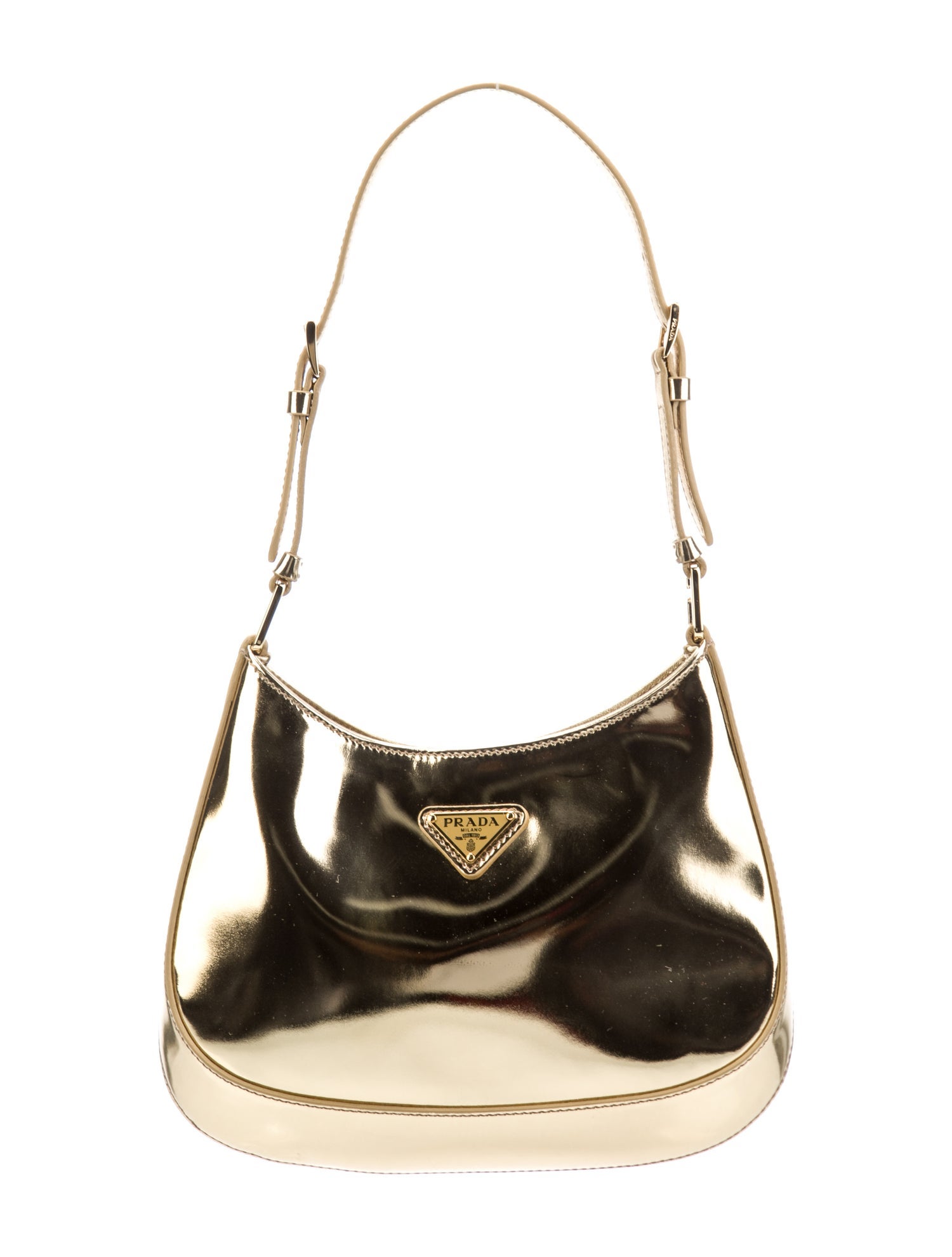 Prada Enameled Metal Triangle Cleo - Gold Hobos, Handbags - PRA1040651 ...
