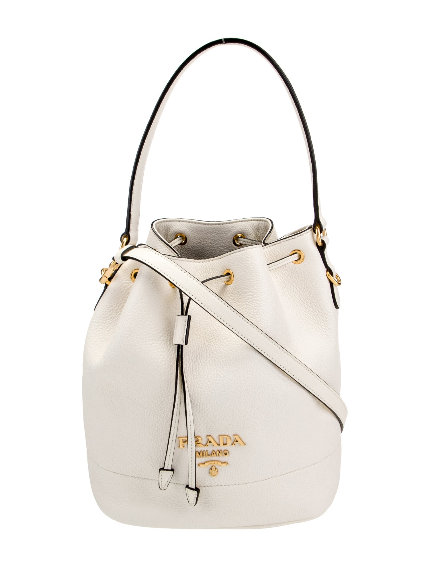 Prada Vitello Daino Leather Bucket Bag - White Bucket Bags, Handbags ...