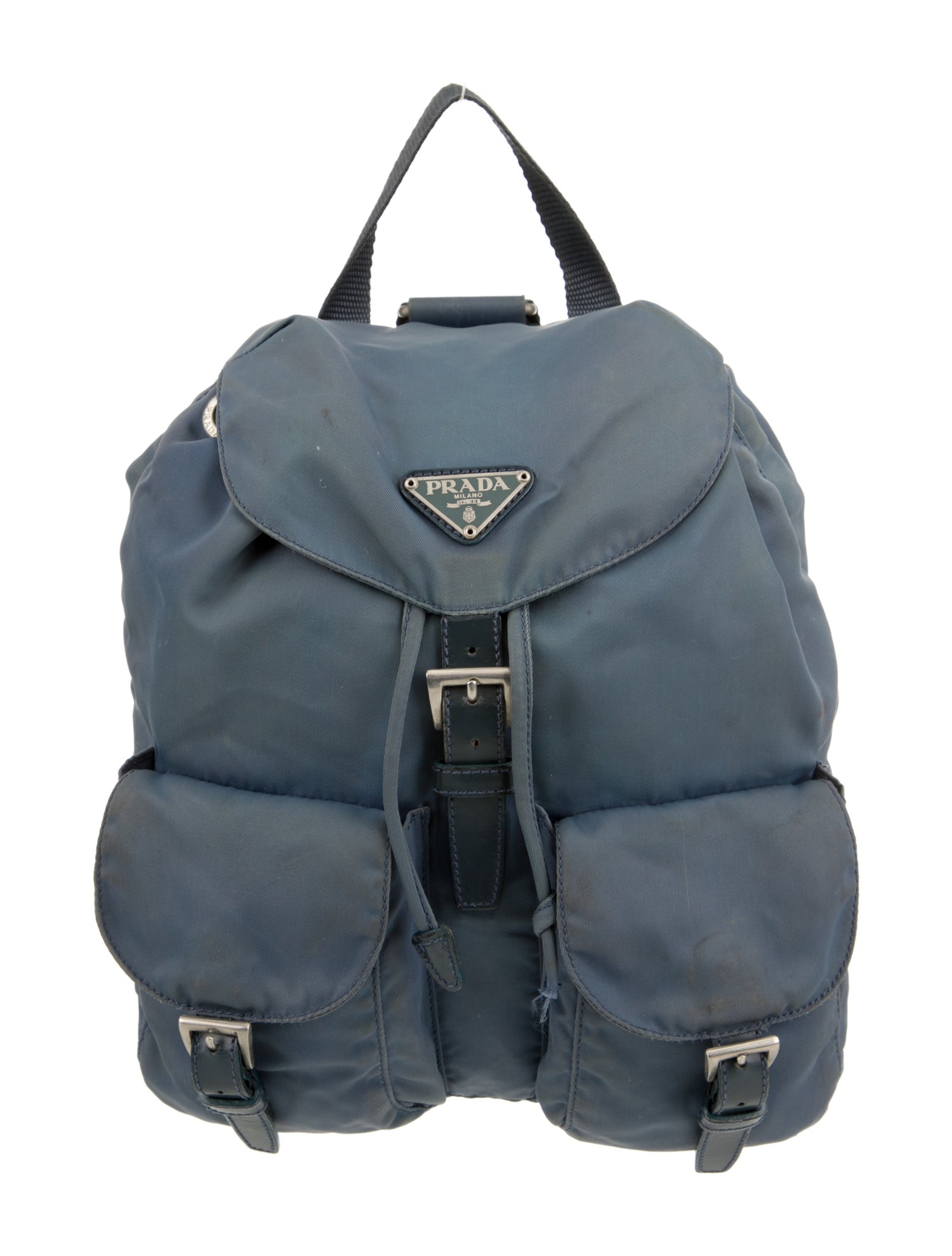 Prada Enameled Metal Triangle Backpack - Blue Backpacks, Handbags ...