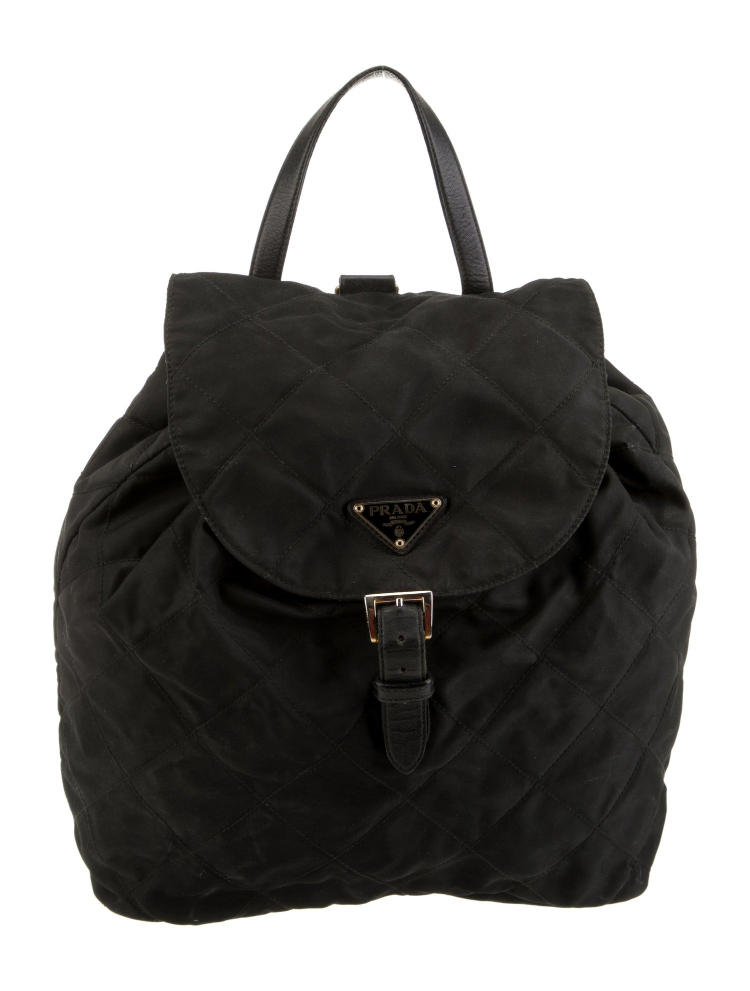 Prada Enameled Metal Triangle Backpack Vintage - Black Backpacks ...