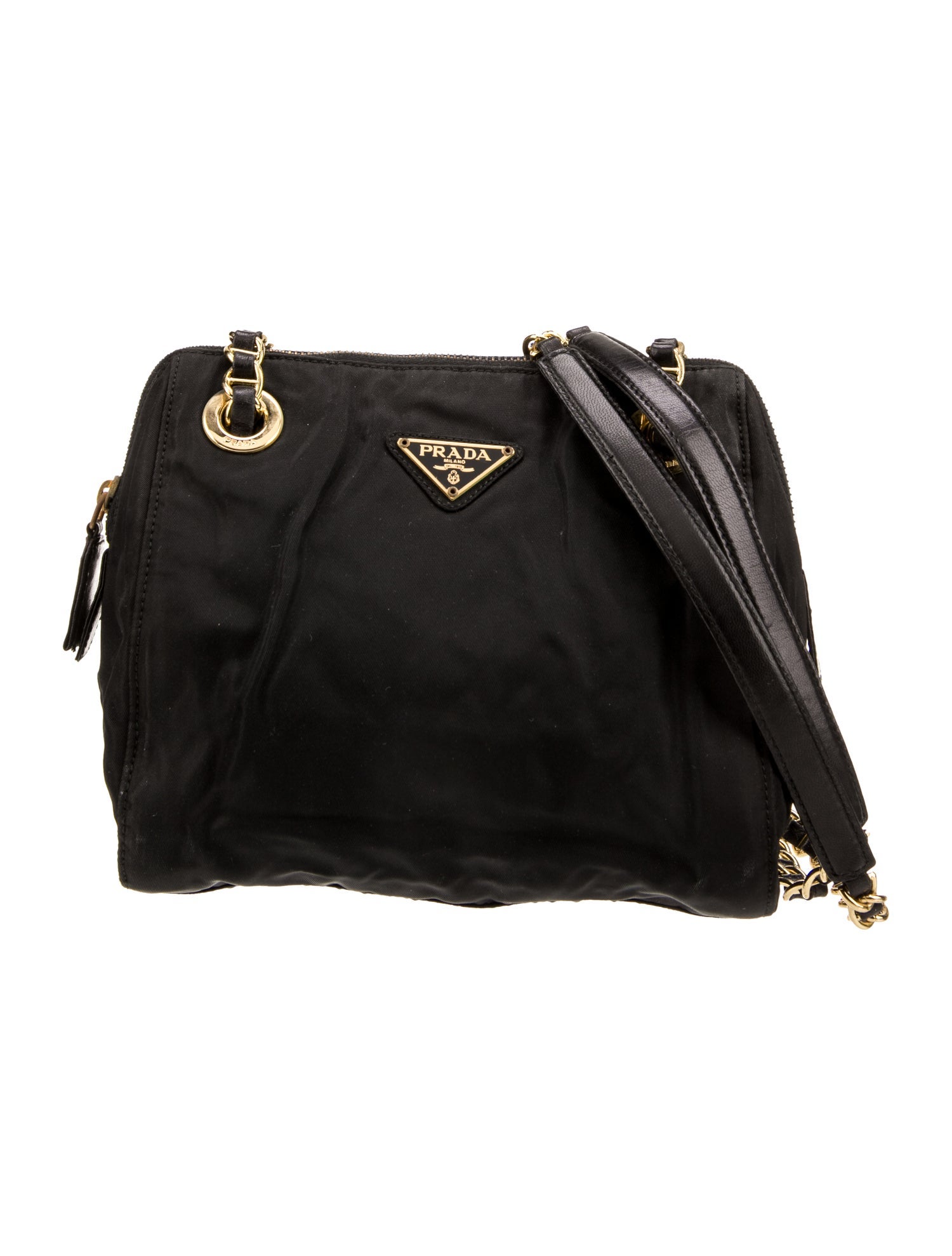 Prada Enameled Metal Triangle Shoulder Bag - Black Shoulder Bags ...