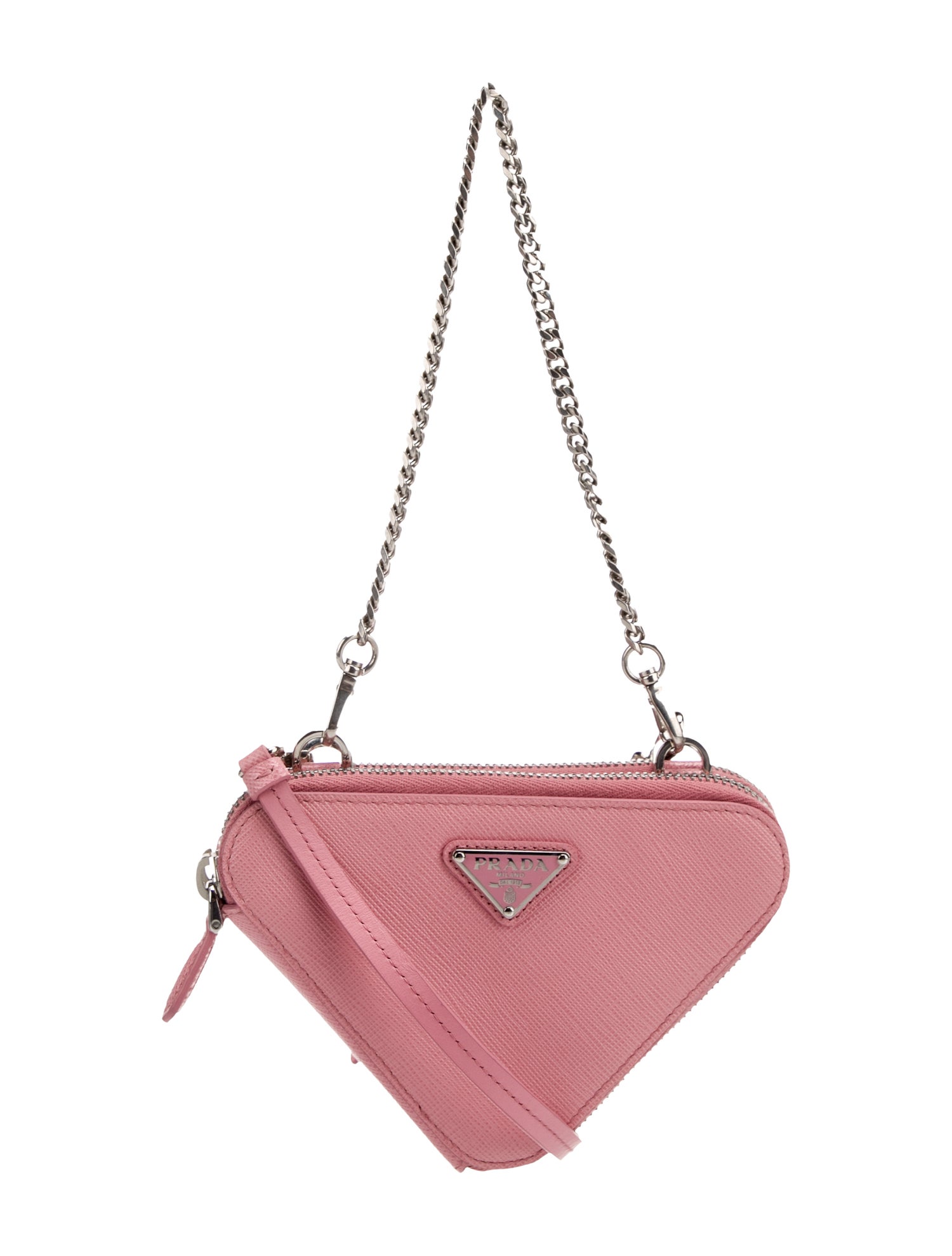 Prada Enameled Metal Triangle Triangle Mini - Pink Crossbody Bags ...
