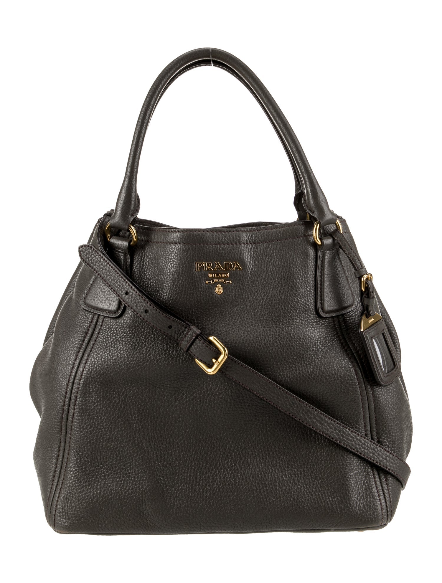 Prada Vitello Daino Leather Top Handle Bag - Grey Handle Bags, Handbags ...