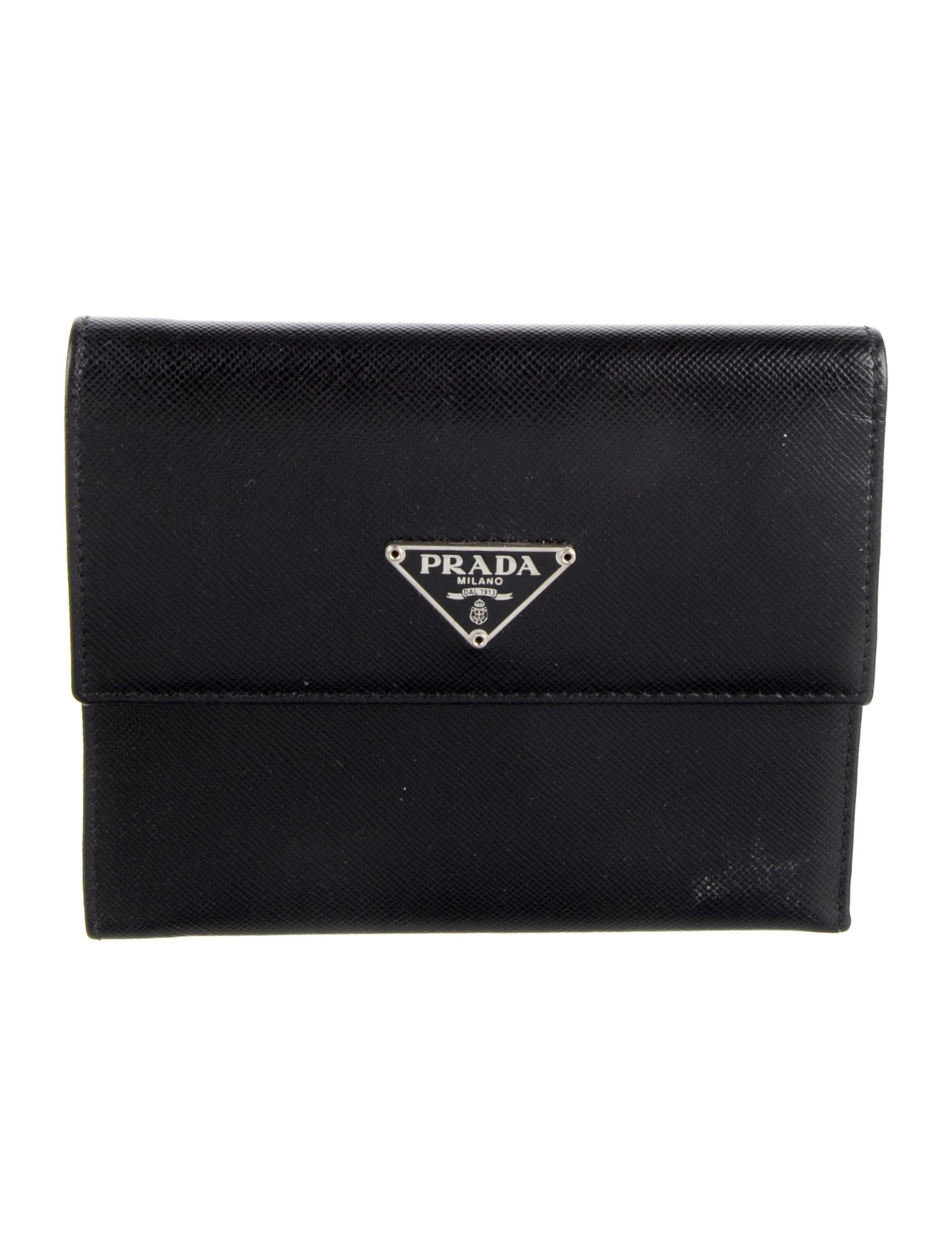 Prada Saffiano Lux Leather Compact Wallet - Black Wallets, Accessories ...