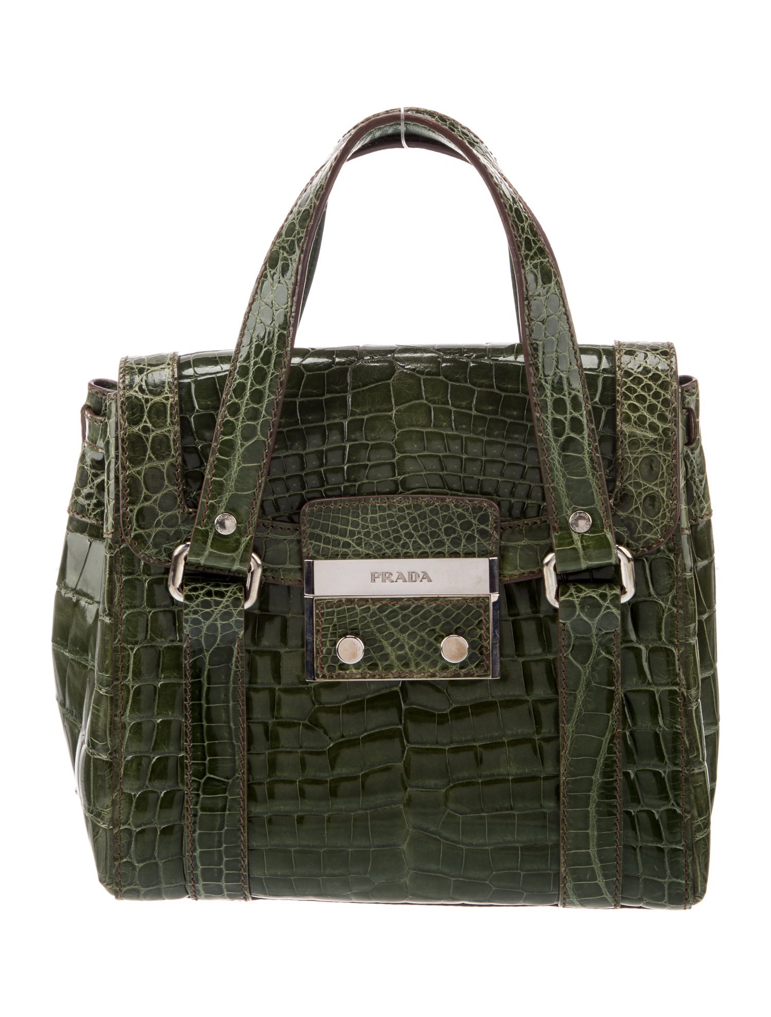 Prada Crocodile Vintage Crocodile Handle Ba Vintage - Green Handle Bags ...