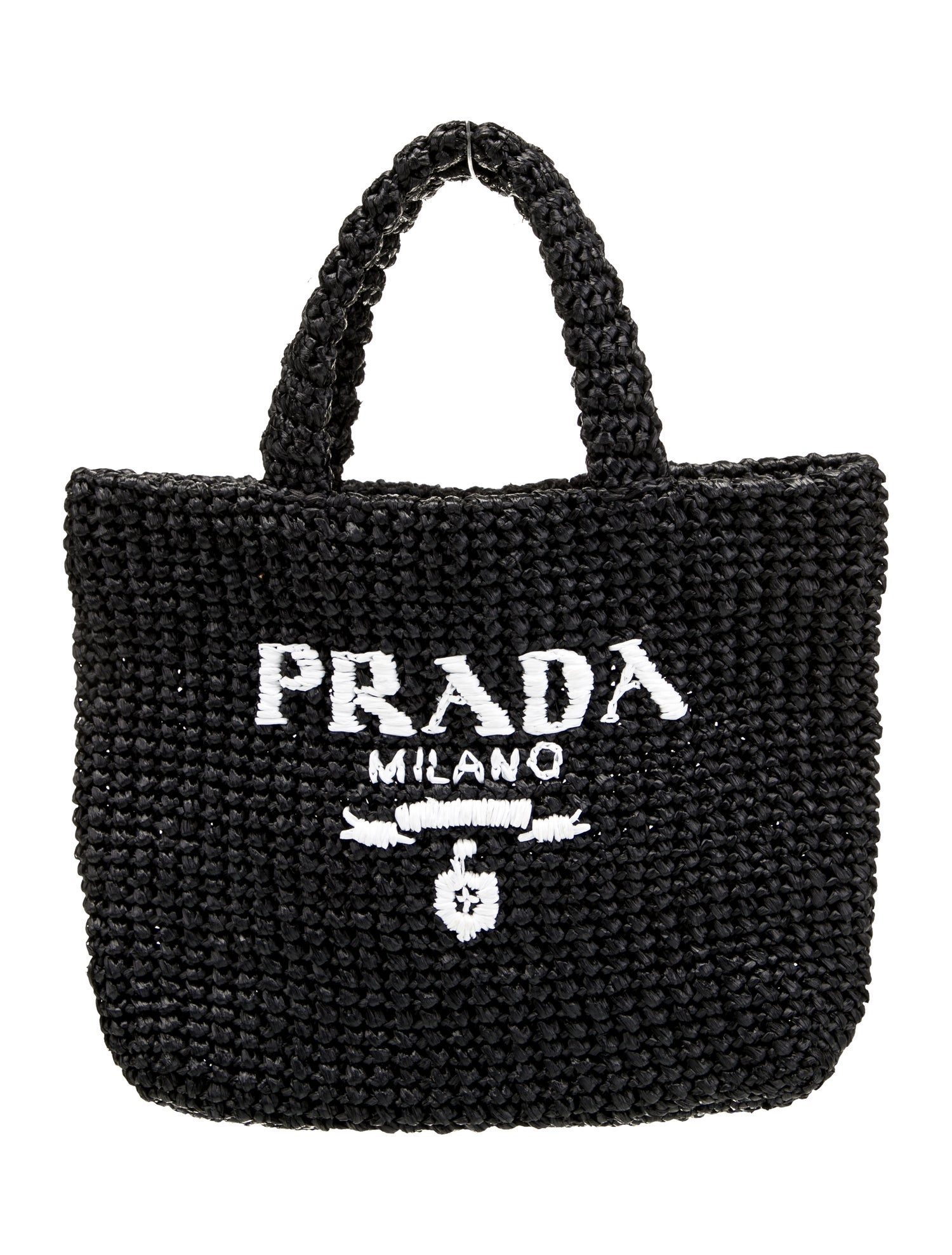 Prada Raffia Grass Evening Bag Small - Black Totes, Handbags ...