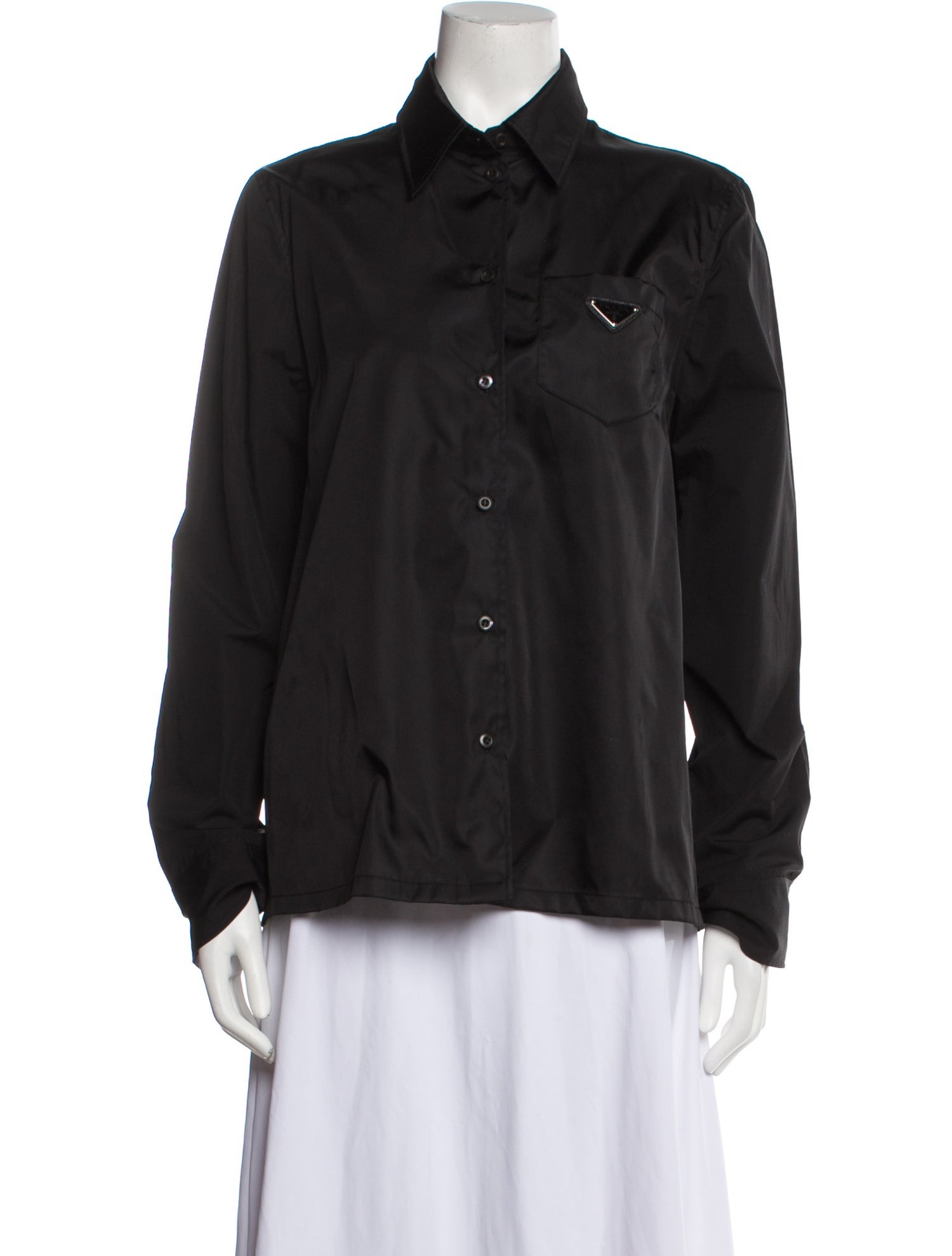 Prada 2021 Re-Nylon Button-Up Top - Black Tops, Clothing - PRA1059401 ...