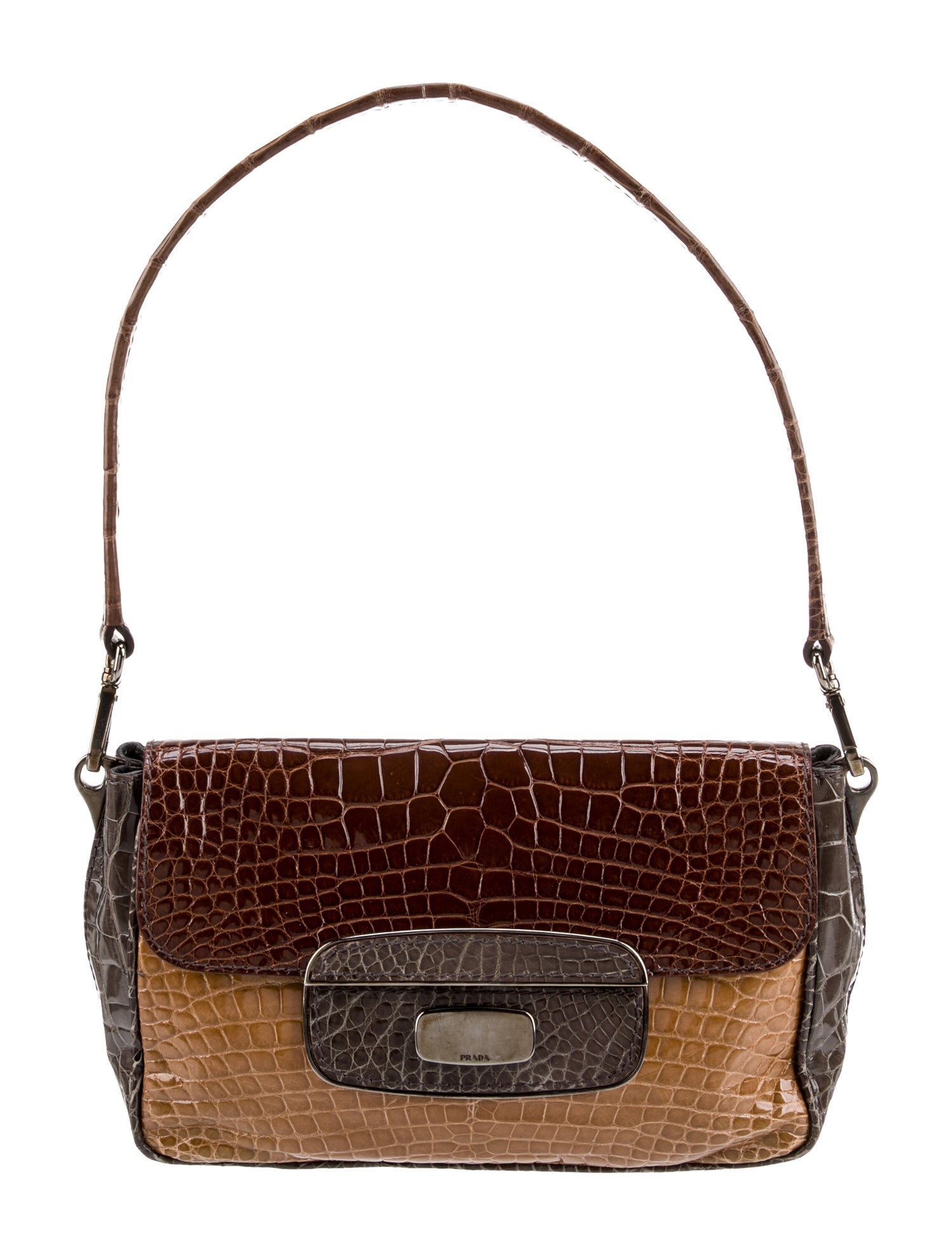 Prada Alligator Shoulder Bag - Brown Shoulder Bags, Handbags ...