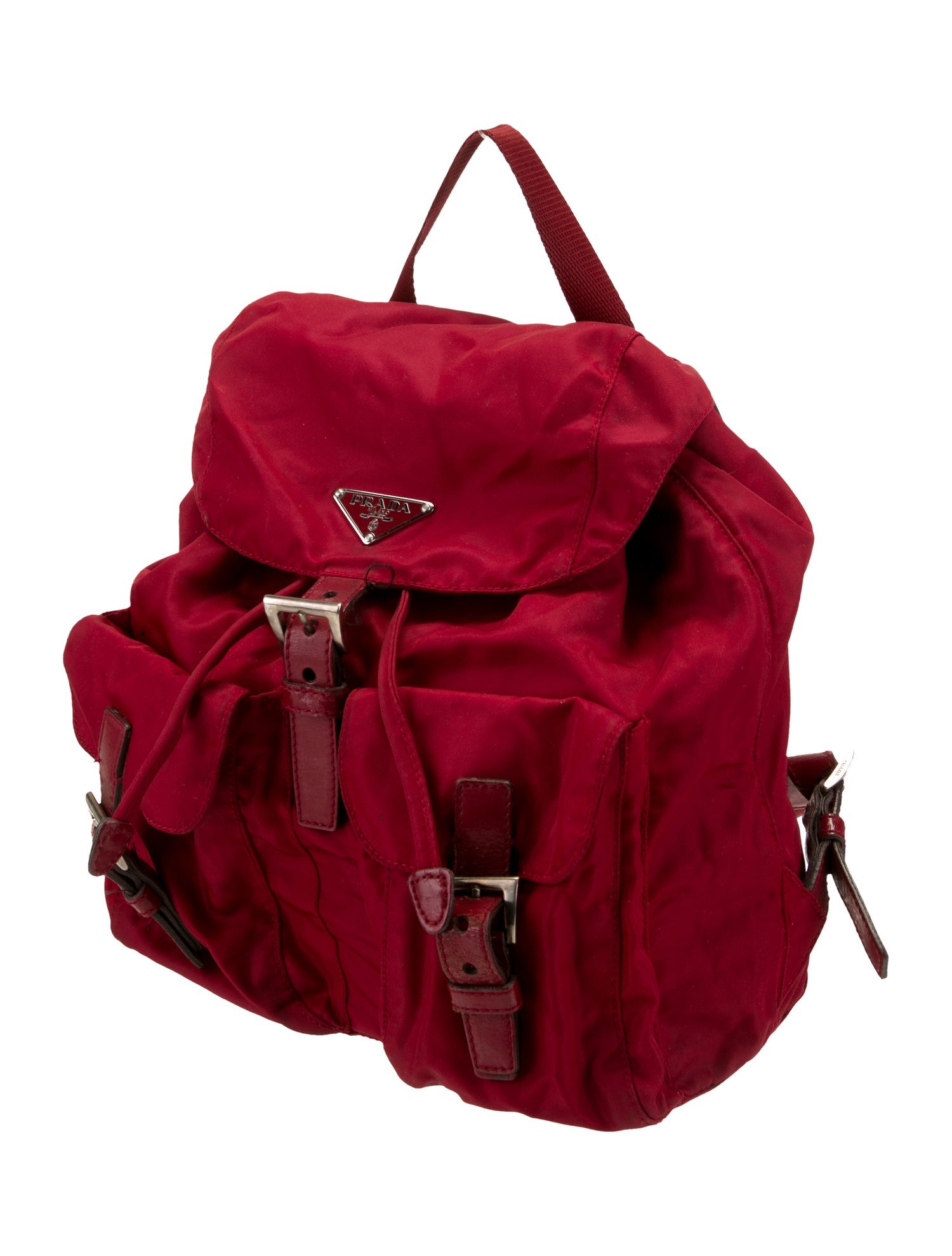 Prada Enameled Metal Triangle Backpack - Red Backpacks, Handbags ...