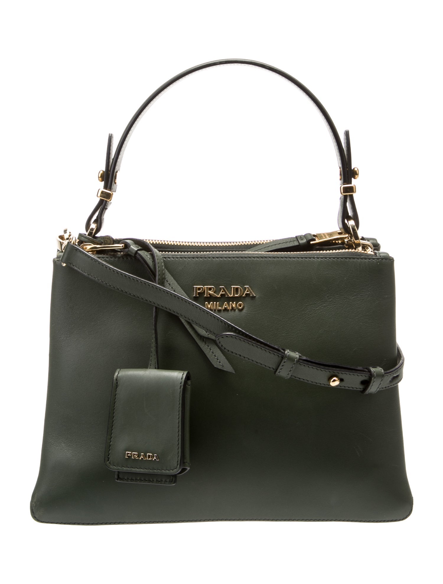 Prada Leather New Calf Deux Small - Green Handle Bags, Handbags ...