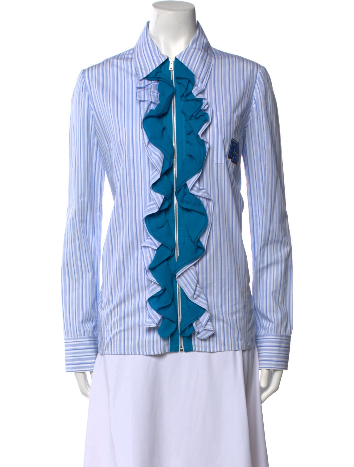 Prada 2019 Striped Button-Up Top - Blue Tops, Clothing - PRA1063410 ...
