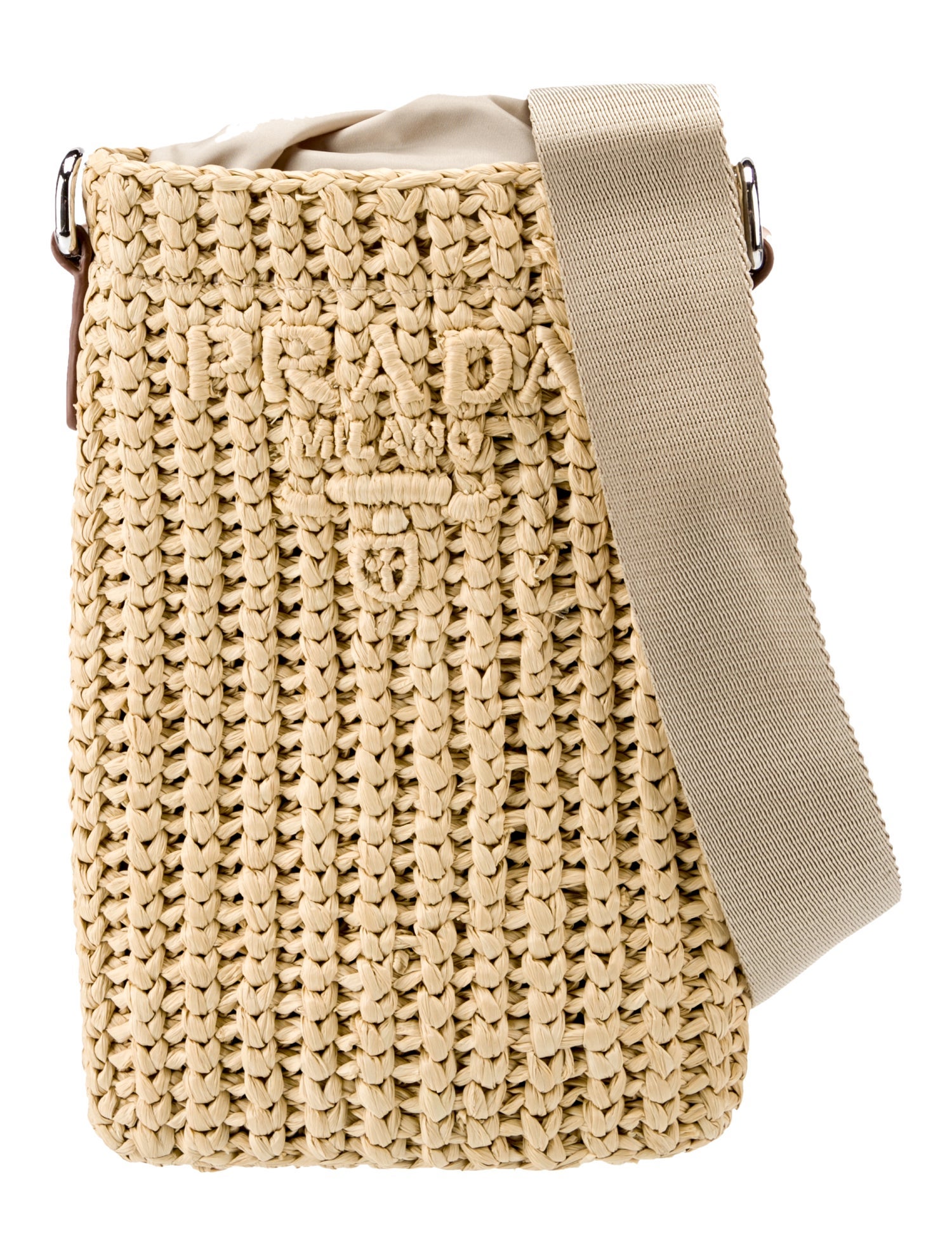 Prada Raffia Bucket Bag - Brown Crossbody Bags, Handbags - PRA1063460 ...