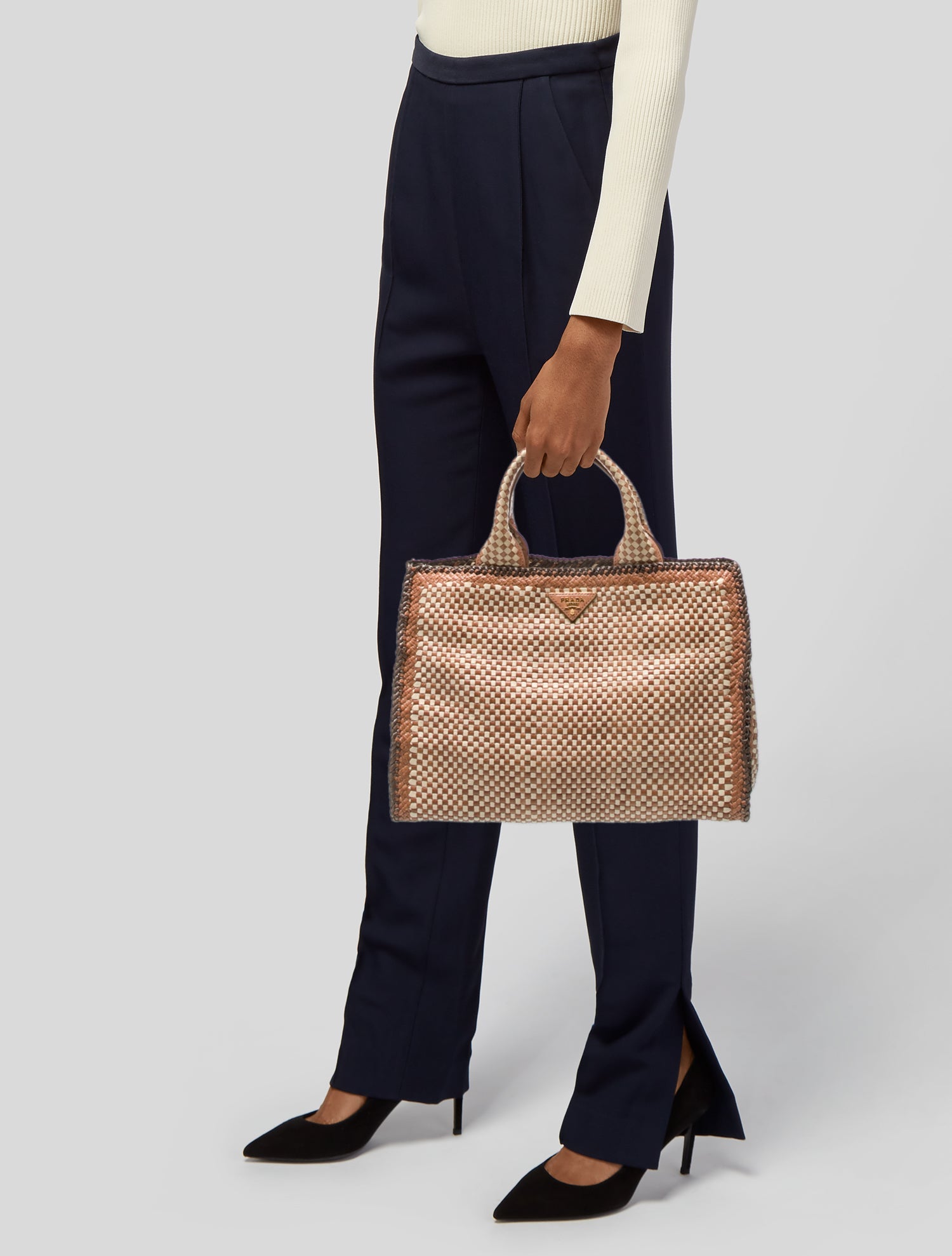 Prada Woven Madras Bag - Blue Satchels, Handbags - PRA123552 | The RealReal