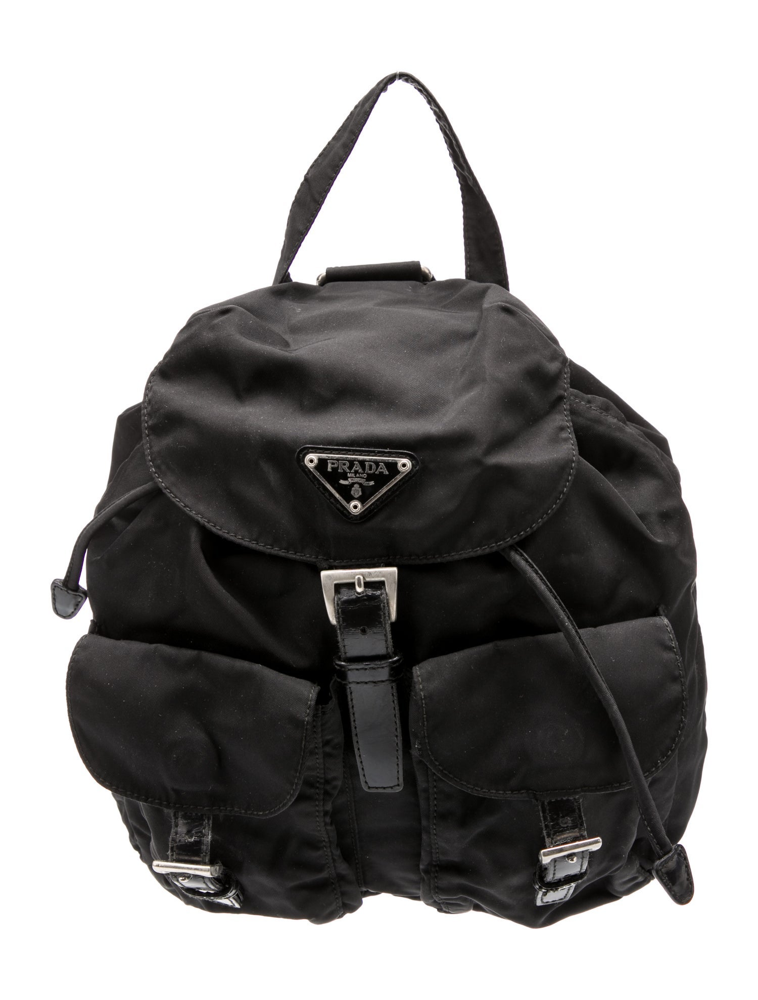 Prada Enameled Metal Triangle Backpack Vintage - Black Backpacks ...