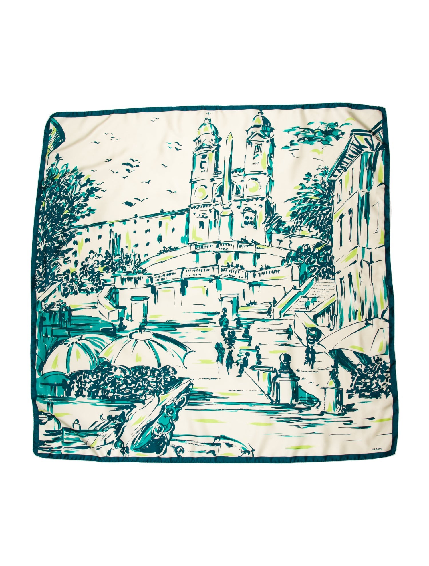 Prada Silk Printed Scarf - Green Scarves and Shawls, Accessories ...