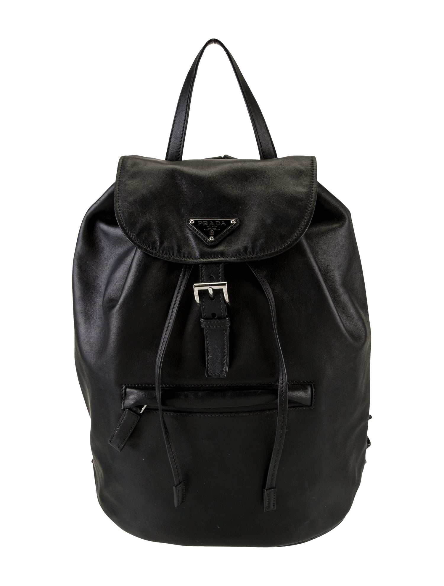 Prada Enameled Metal Triangle Backpack - Black Backpacks, Handbags ...