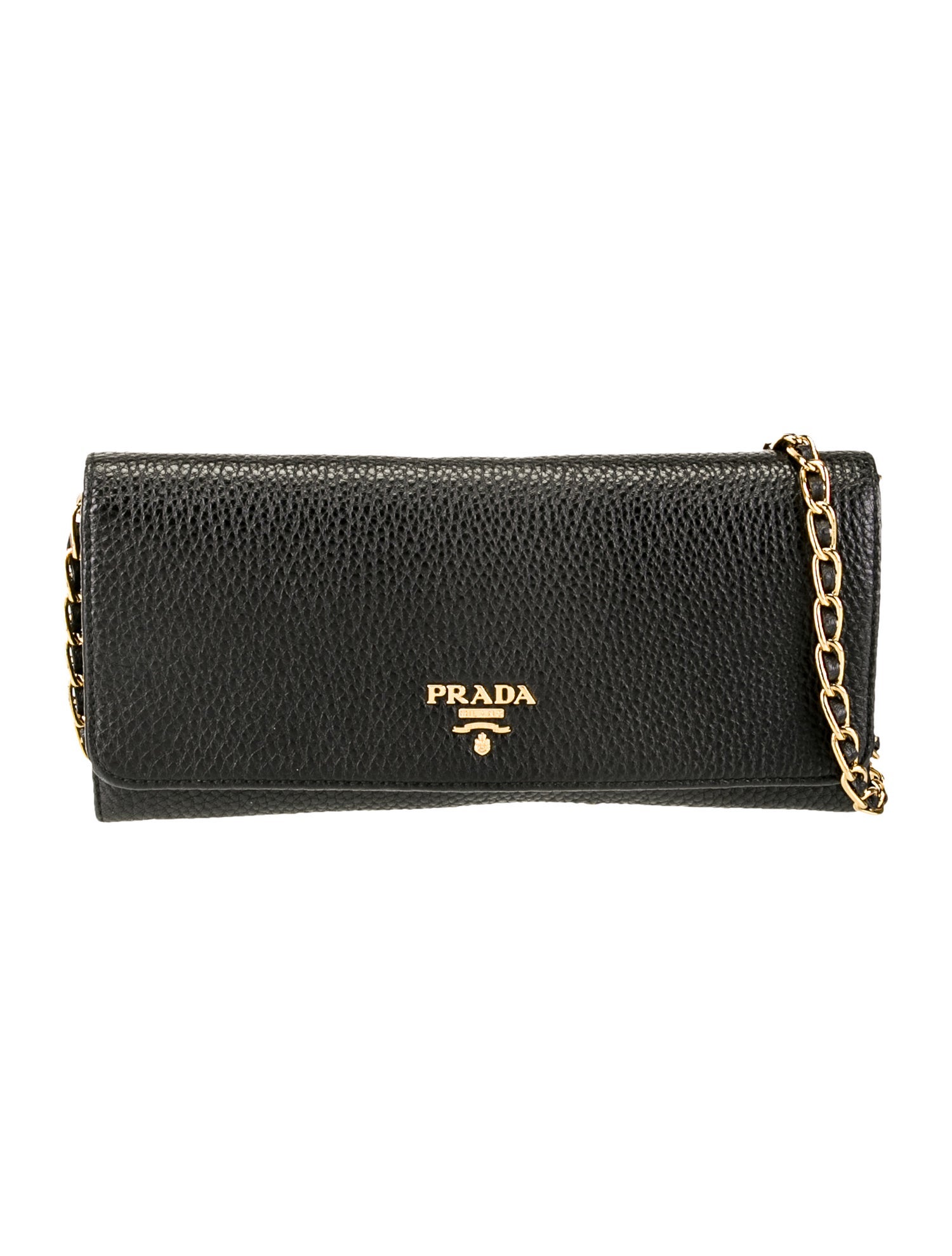 Prada Signature Chain Wallet - Black Crossbody Bags, Handbags ...
