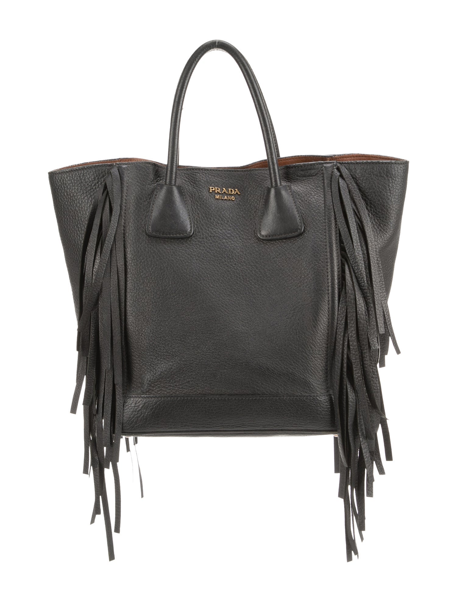 Prada Cervo Leather Cervo Hobo - Black Handle Bags, Handbags ...