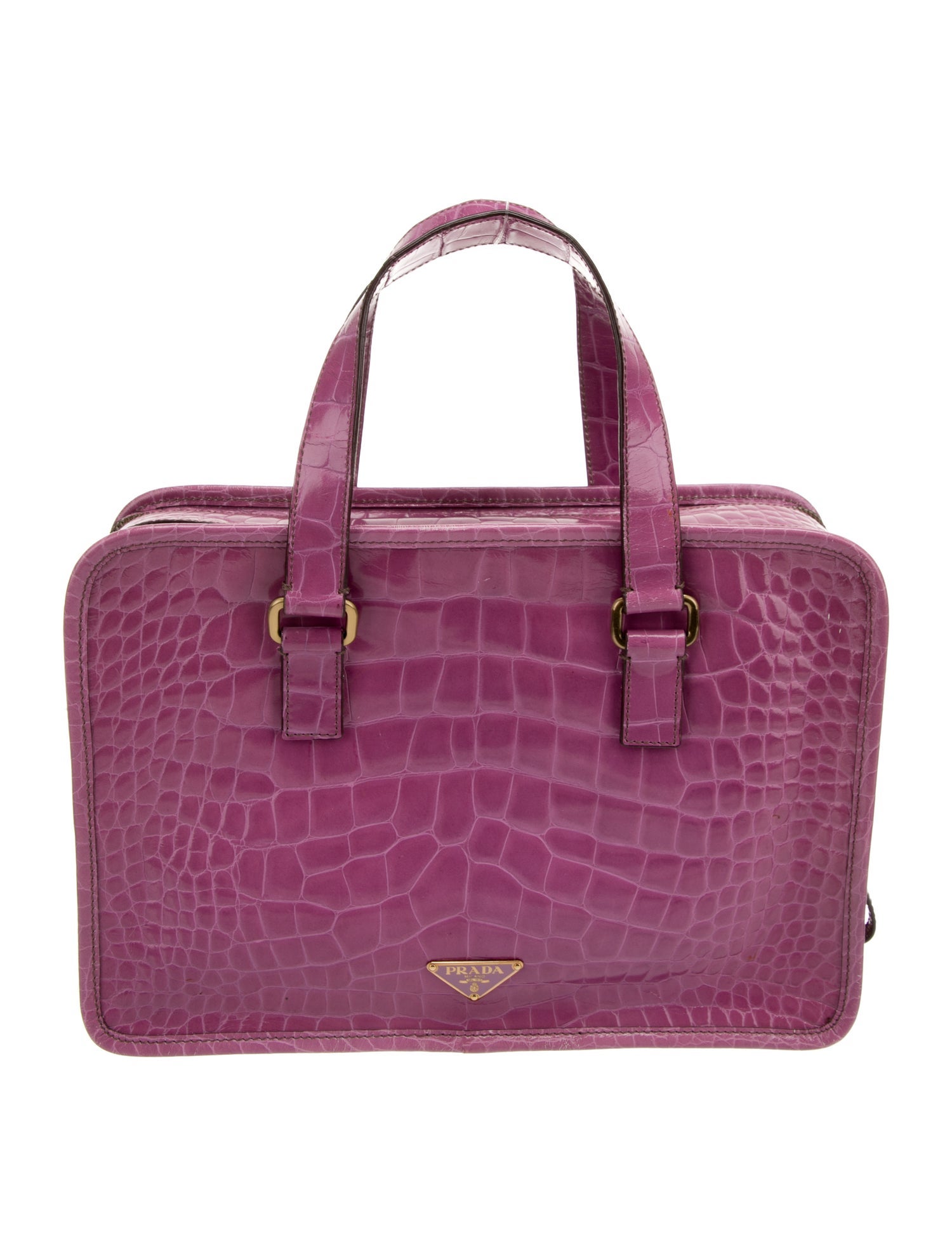 Prada Enameled Metal Triangle Top Handle Bag - Purple Handle Bags ...