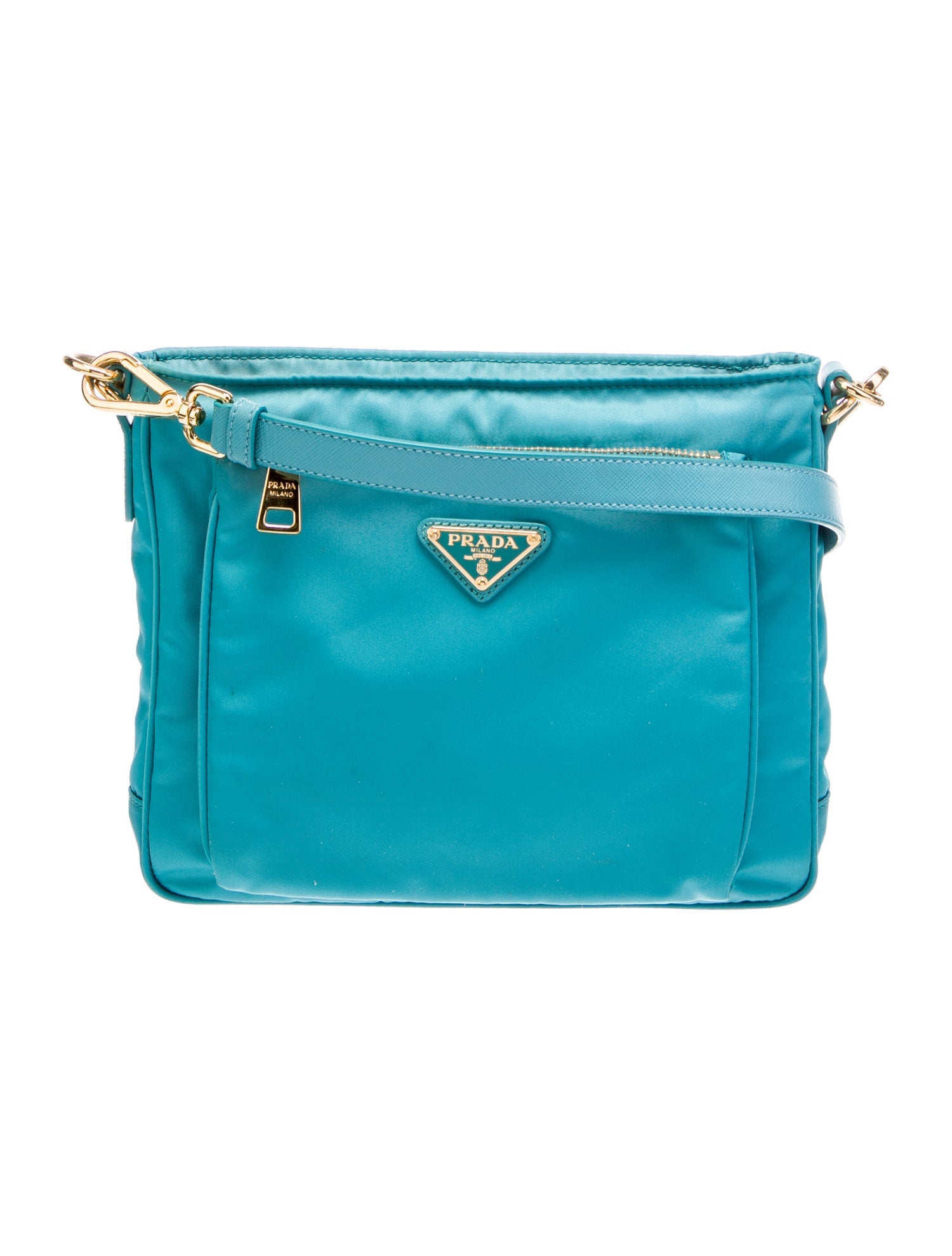 Prada Enameled Metal Triangle Bandoliera - Blue Crossbody Bags ...