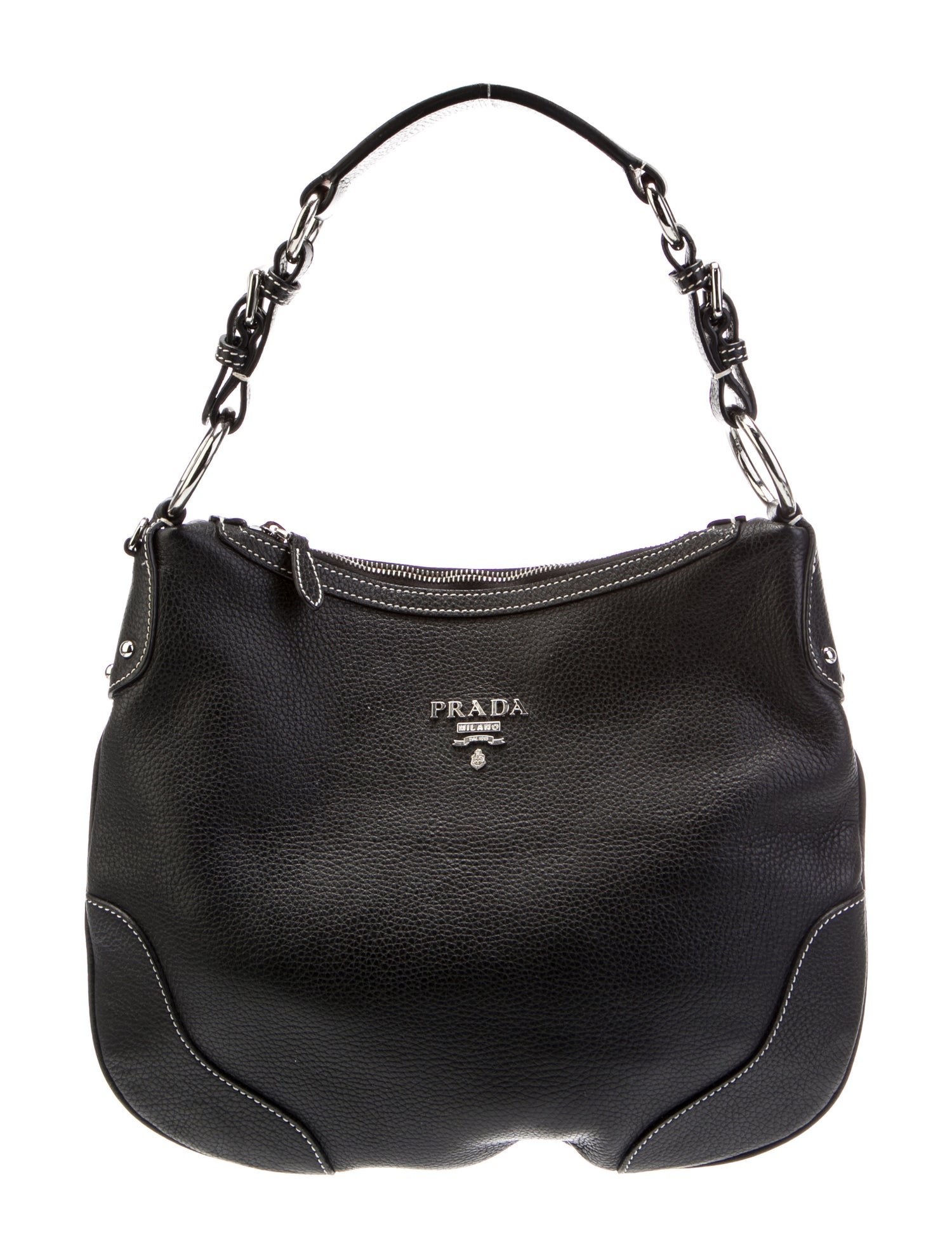 Prada Vitello Daino Leather Hobo - Black Hobos, Handbags - PRA1092932 | The RealReal