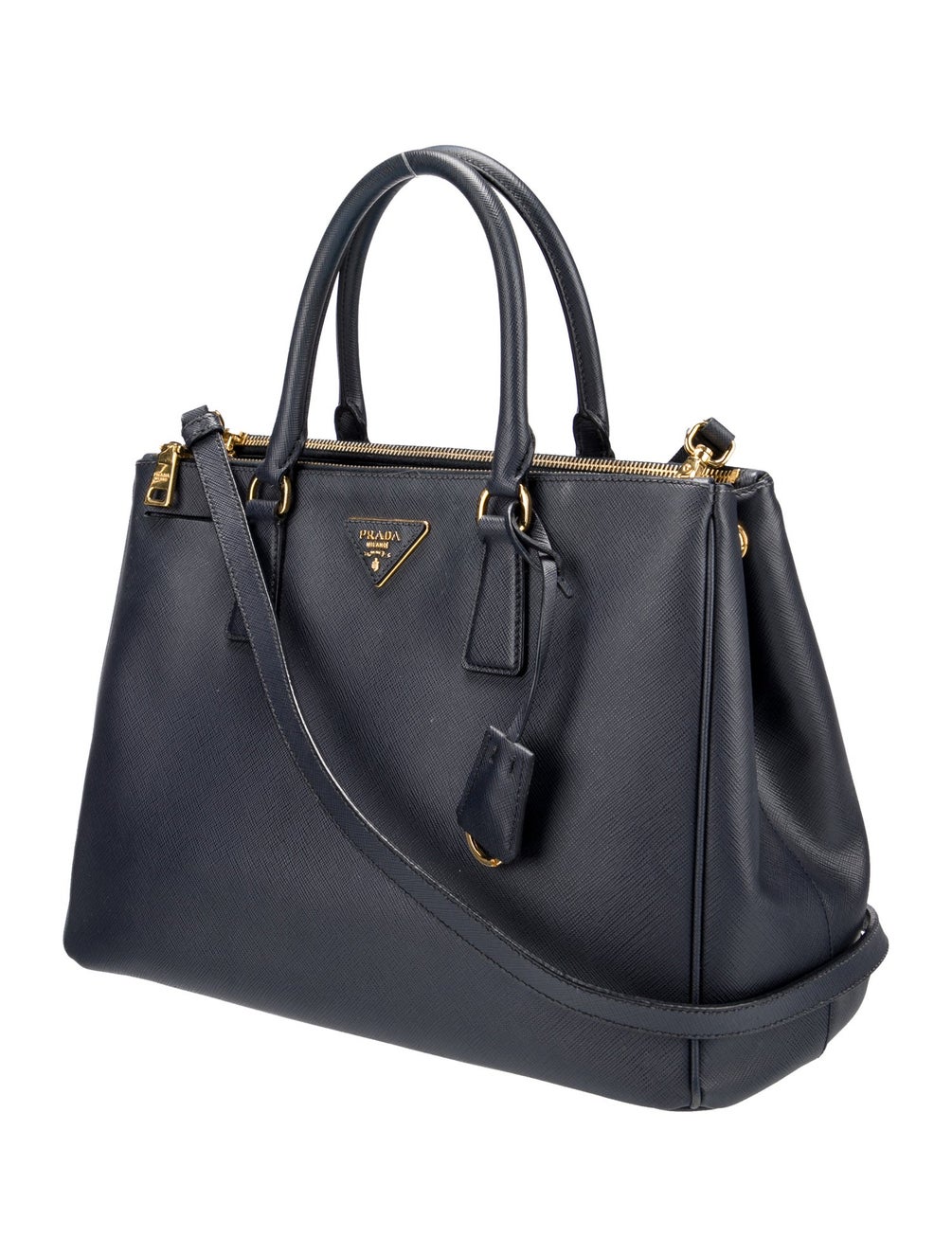 Prada Saffiano Lux Leather Galleria Double Zip Medium - Blue Handle Bags, Handbags - PRA1096546 ...