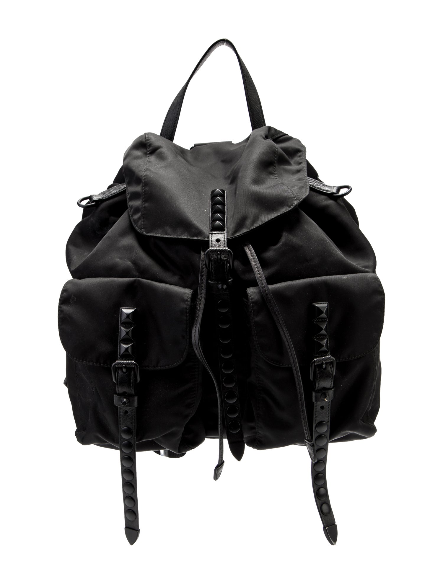 Prada Enameled Metal Triangle Backpack - Black Backpacks, Handbags ...
