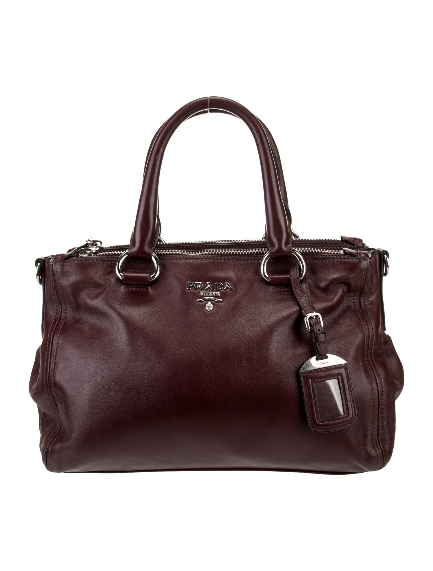 Prada Nappa Leather Top Handle Bag - Burgundy Handle Bags, Handbags ...