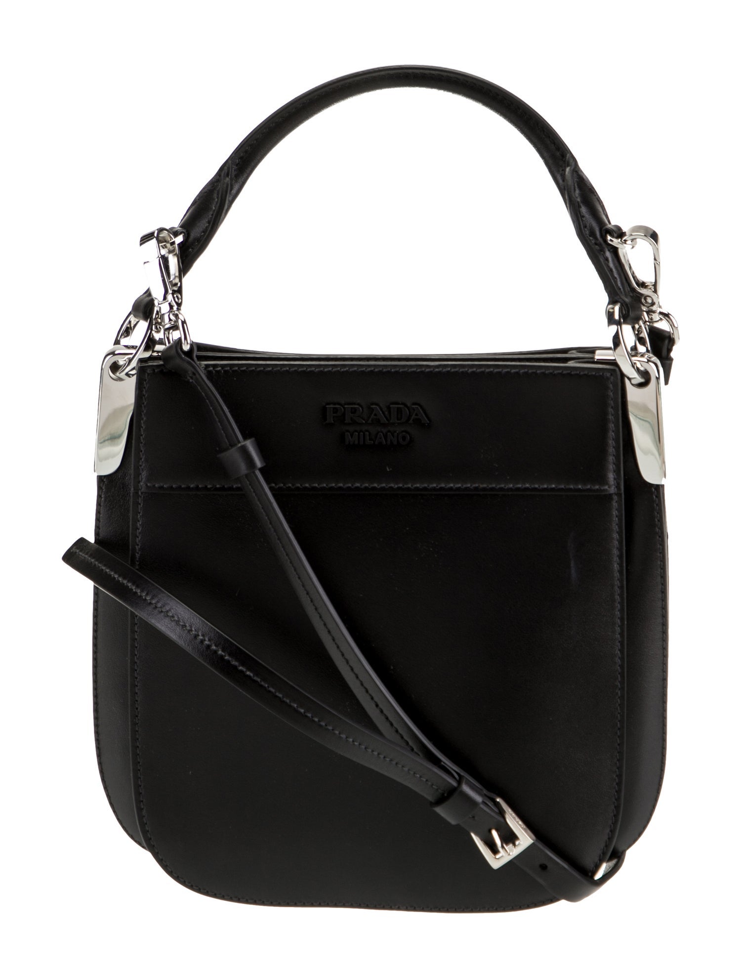 Prada City Calf Leather Margit - Black Crossbody Bags, Handbags ...