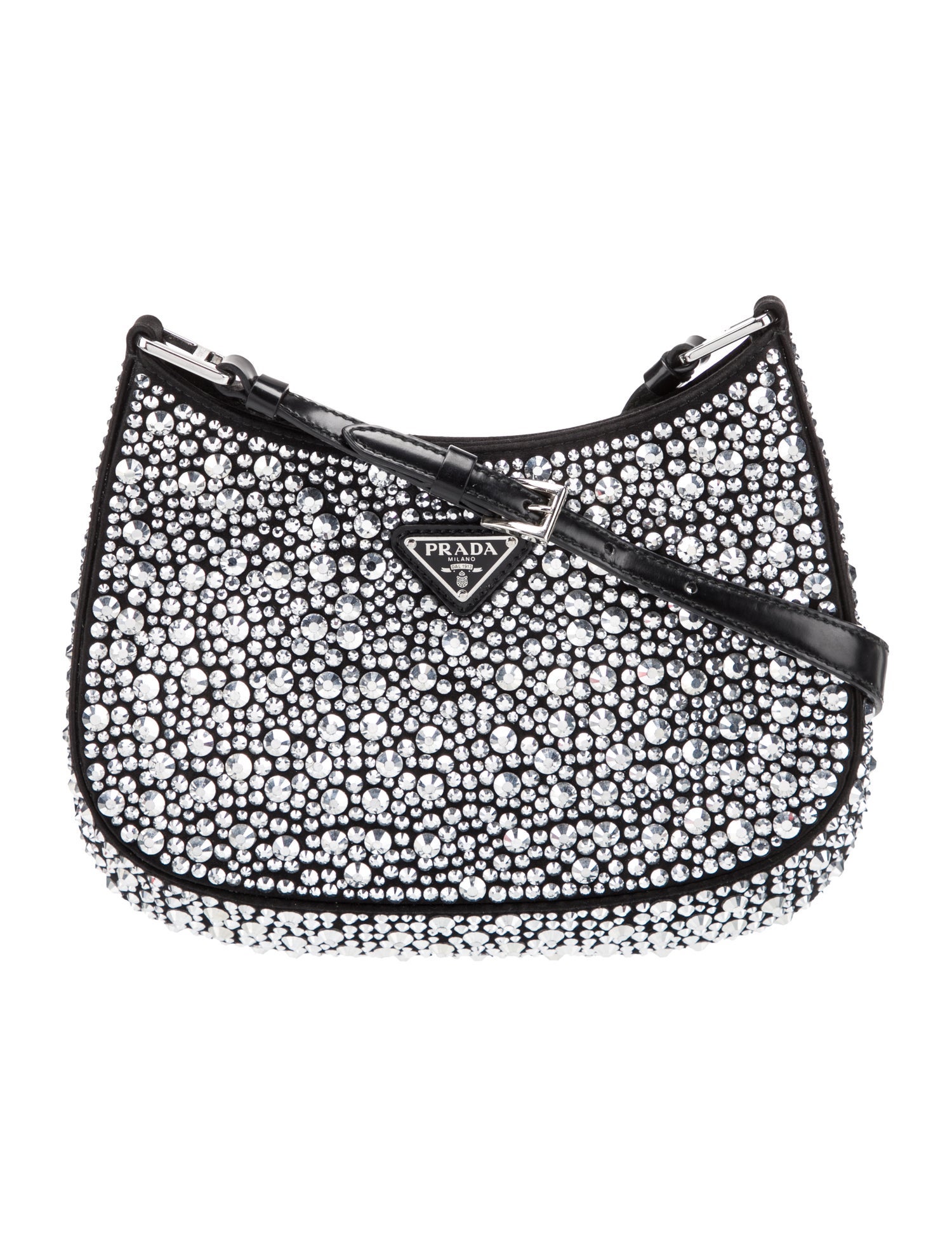 Prada Enameled Metal Triangle Cleo - Black Shoulder Bags, Handbags ...