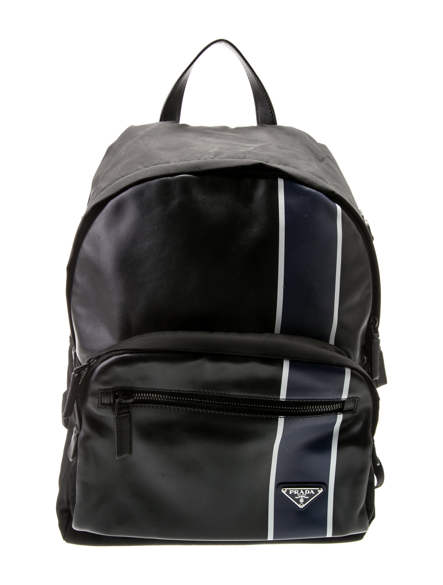 Prada Enameled Metal Triangle Backpack - Black Backpacks, Bags ...