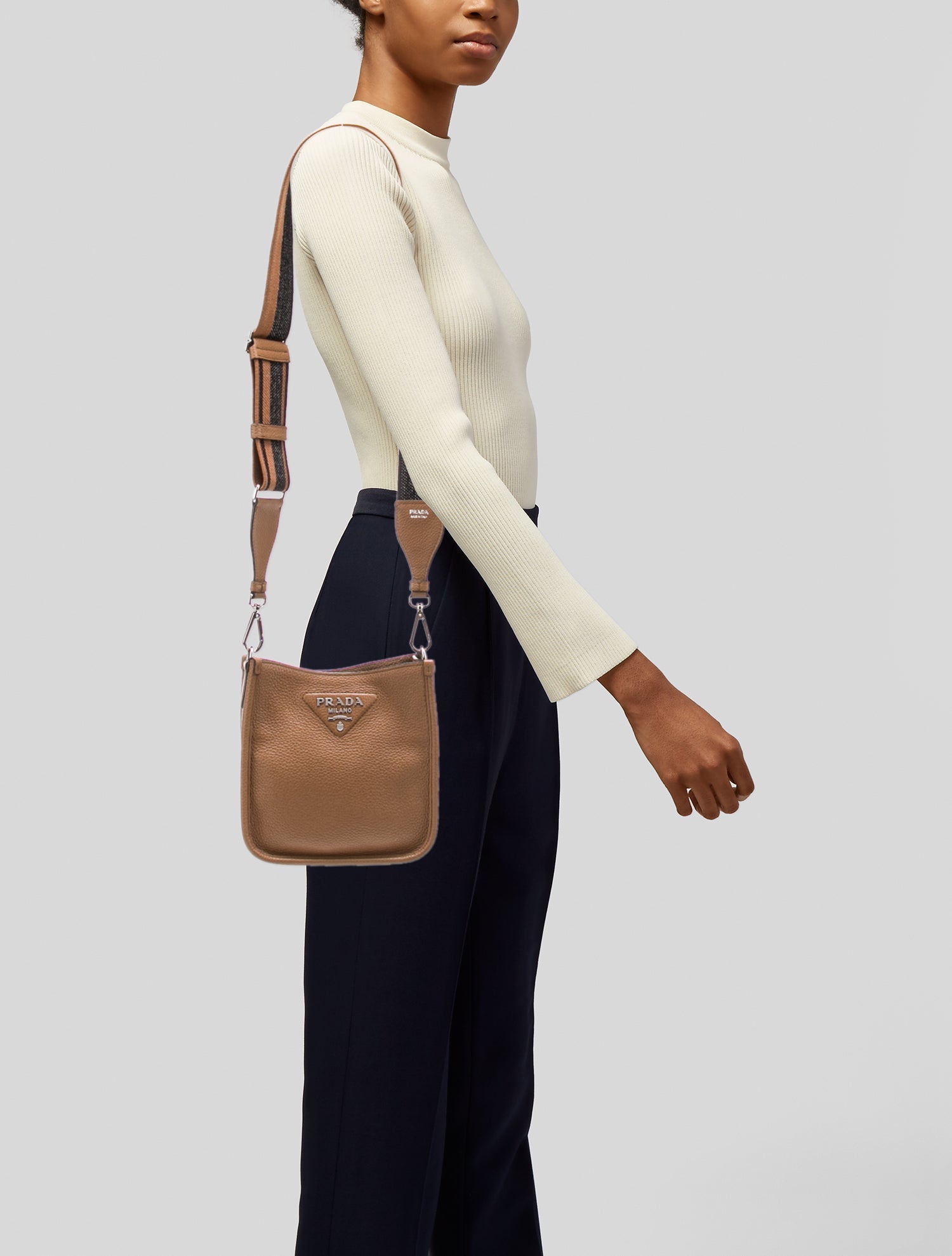 Prada Vitello Daino Leather Crossbody Bag - Brown Crossbody Bags ...