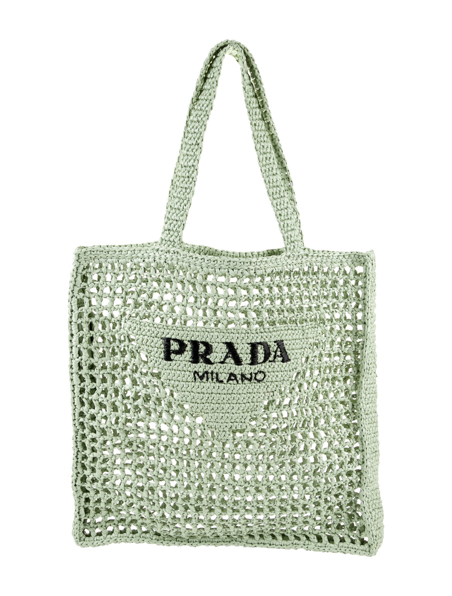 Prada Raffia Grass Shoulder Bag w/ Tags - Green Shoulder Bags, Handbags ...