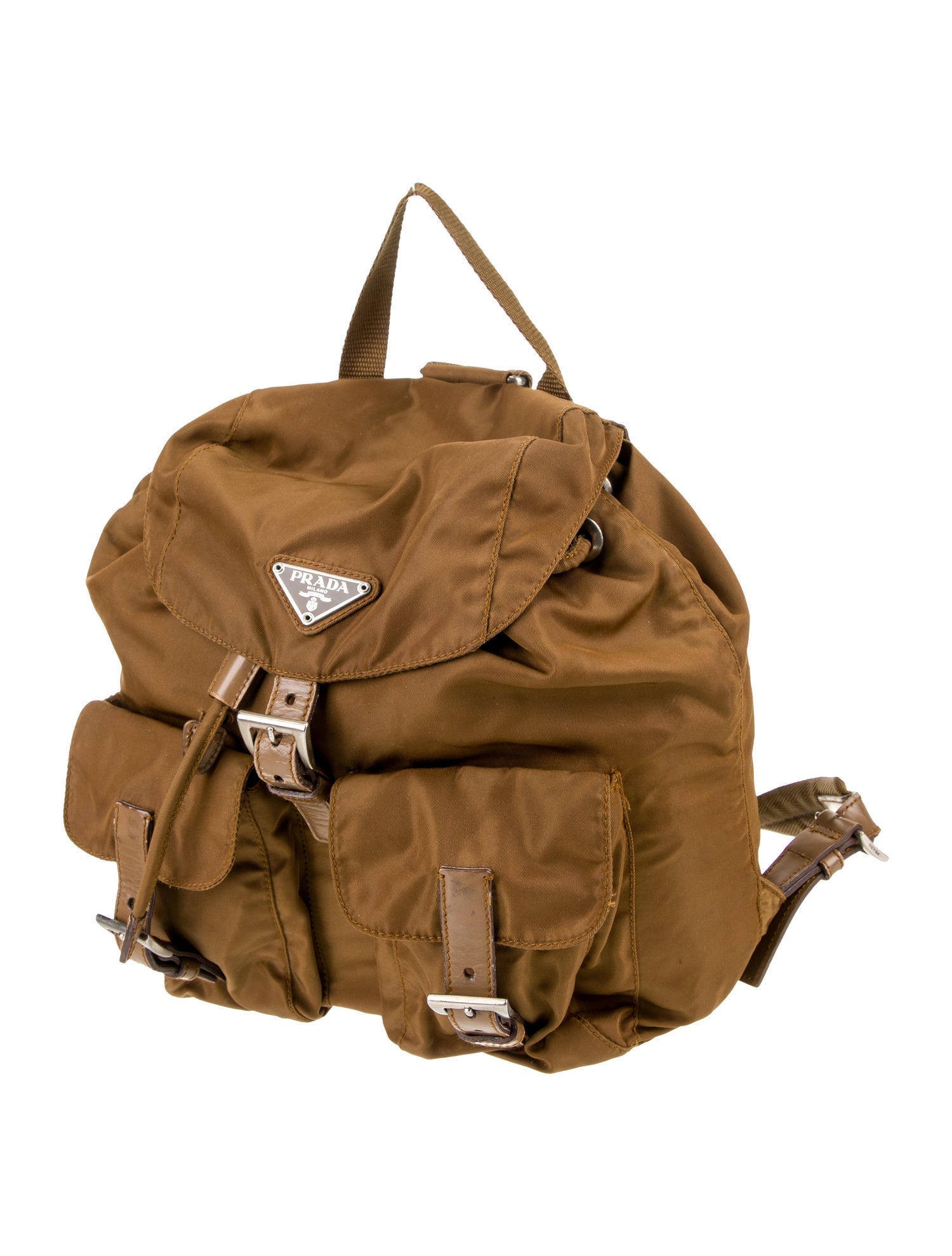 Prada Enameled Metal Triangle Backpack Vintage - Brown Backpacks ...