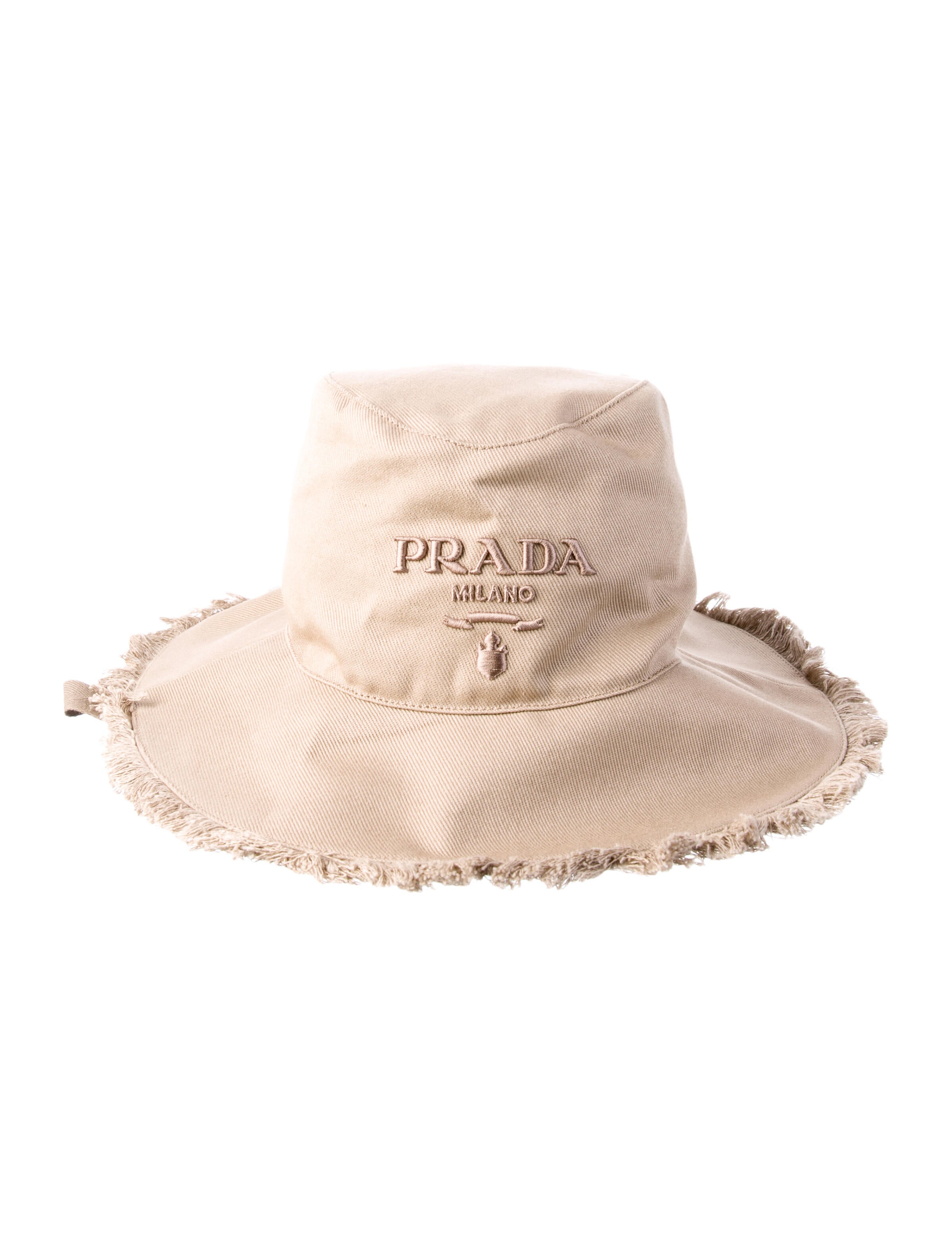 Prada Canvas Embroidered Bucket Hat - Neutrals Hats, Accessories ...