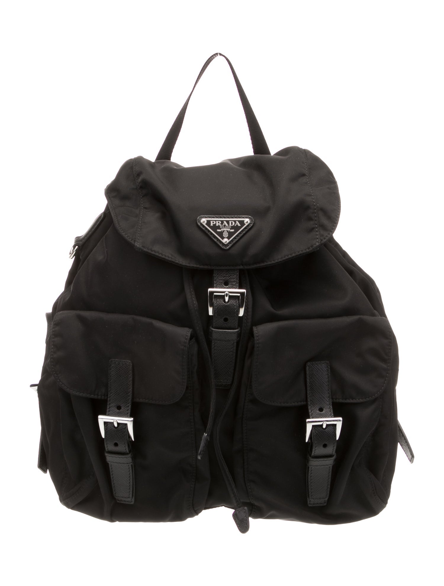 Prada Enameled Metal Triangle Backpack - Black Backpacks, Handbags ...