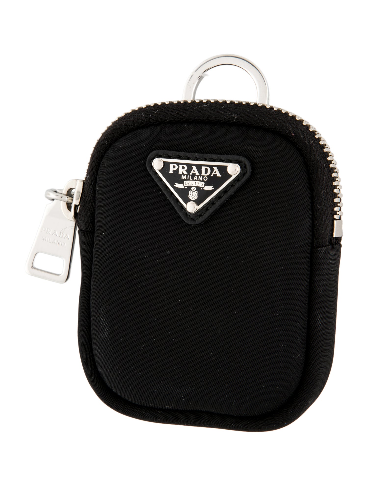 Prada Synthetic-Blend Logo Emblem Pouch Keychain - Black Keychains ...