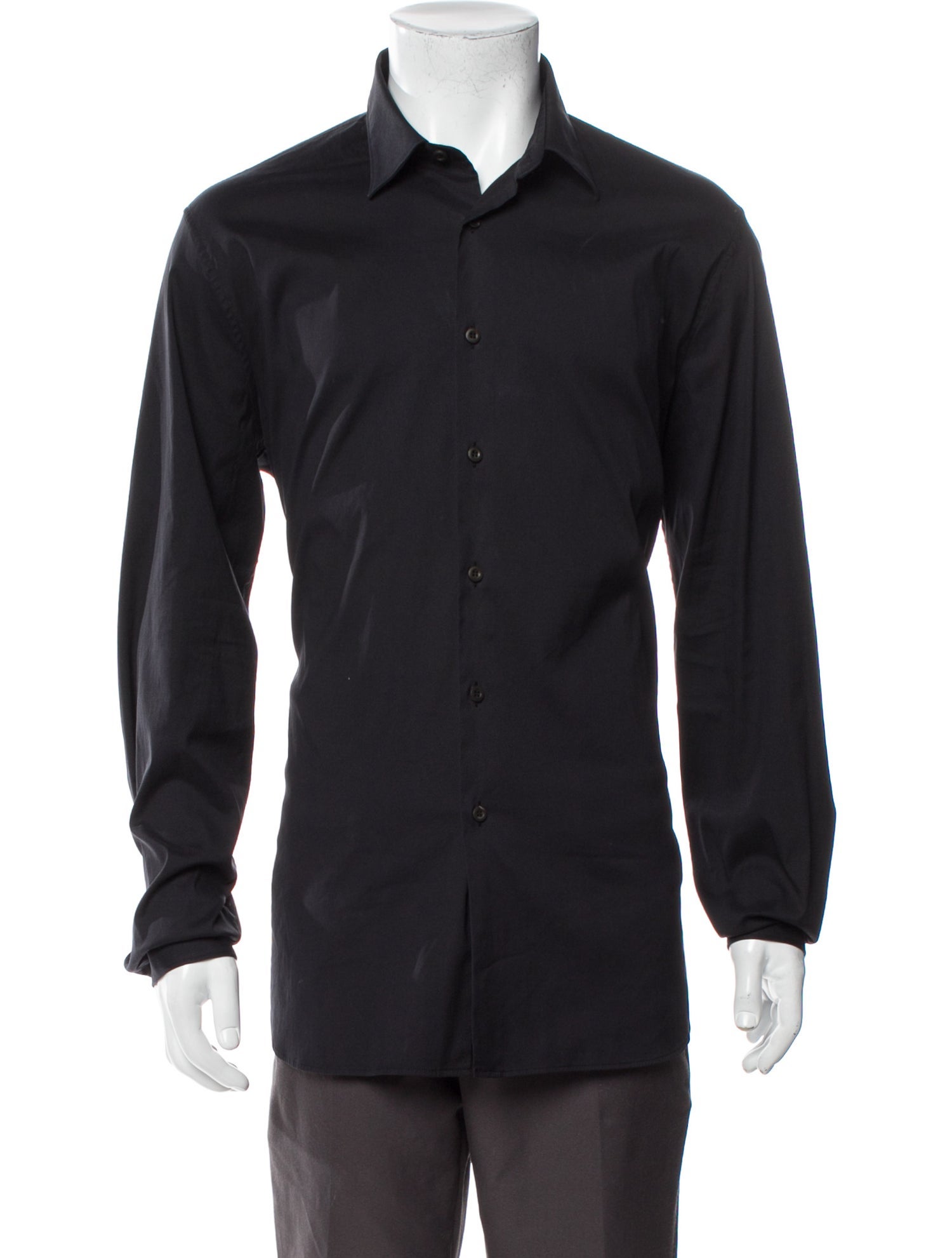 Prada 2018 Long Sleeve Dress Shirt - Black Dress Shirts, Clothing ...