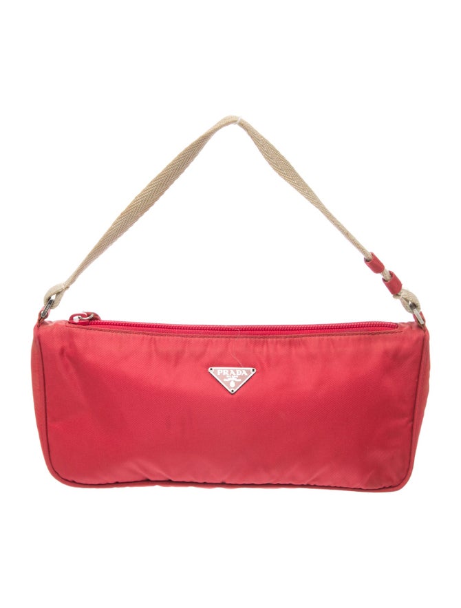 Prada Enameled Metal Triangle Top Handle Bag - Red Handle Bags ...