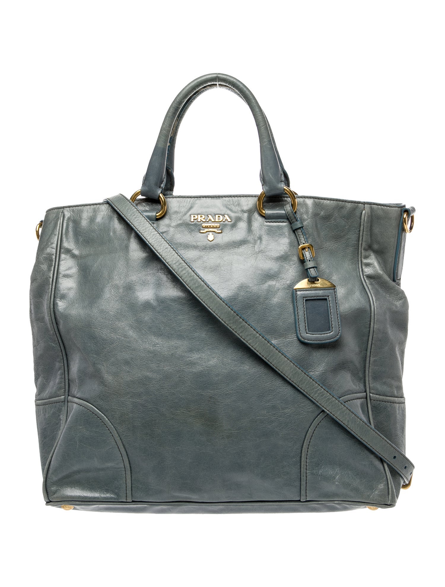 Prada Signature Top Handle Bag - Blue Handle Bags, Handbags ...