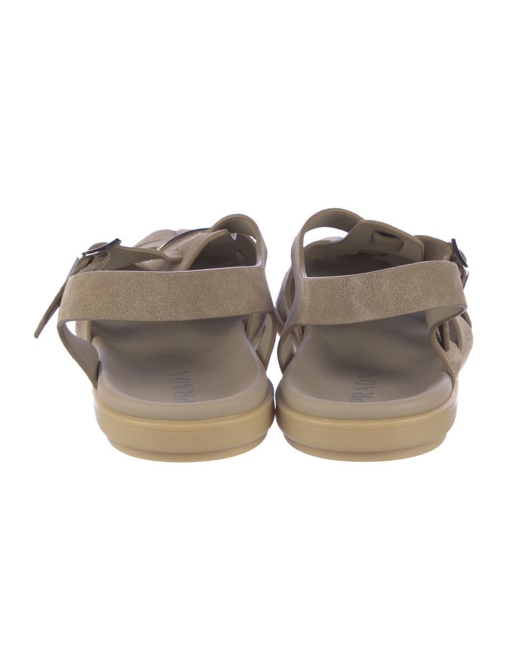 Prada Enameled Metal Triangle Rubber Sandals - Grey Sandals, Shoes ...