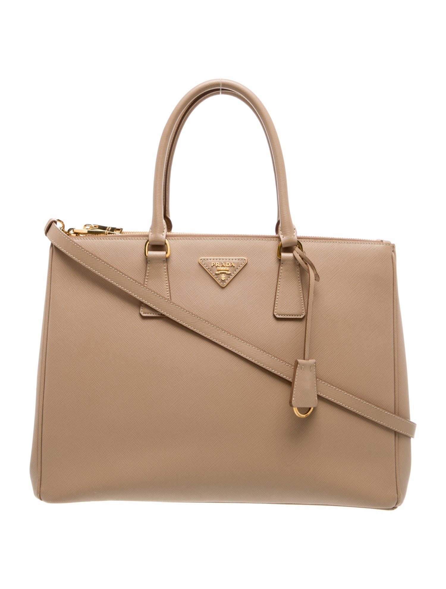 Prada Signature Galleria Double Zip Medium - Neutrals Handle Bags ...
