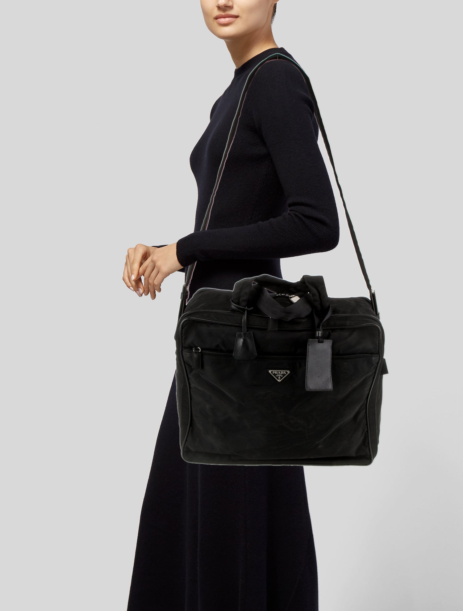Prada Enameled Metal Triangle Briefcase Vintage - Black Messenger Bags ...