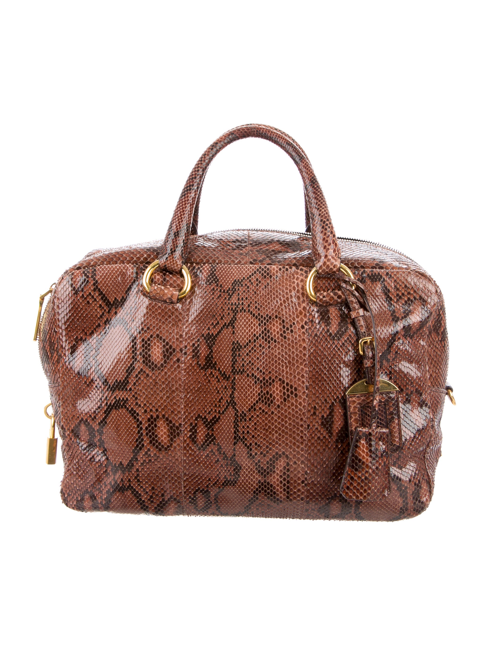 Prada Python Bauletto Bag - Brown Handle Bags, Handbags - PRA125420 ...