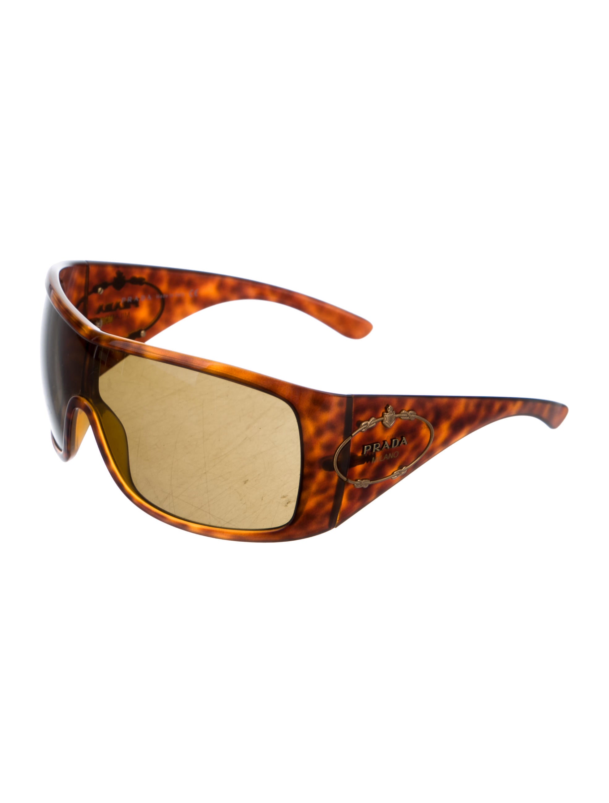 Prada Logo Shield Sunglasses - Brown Sunglasses, Accessories ...