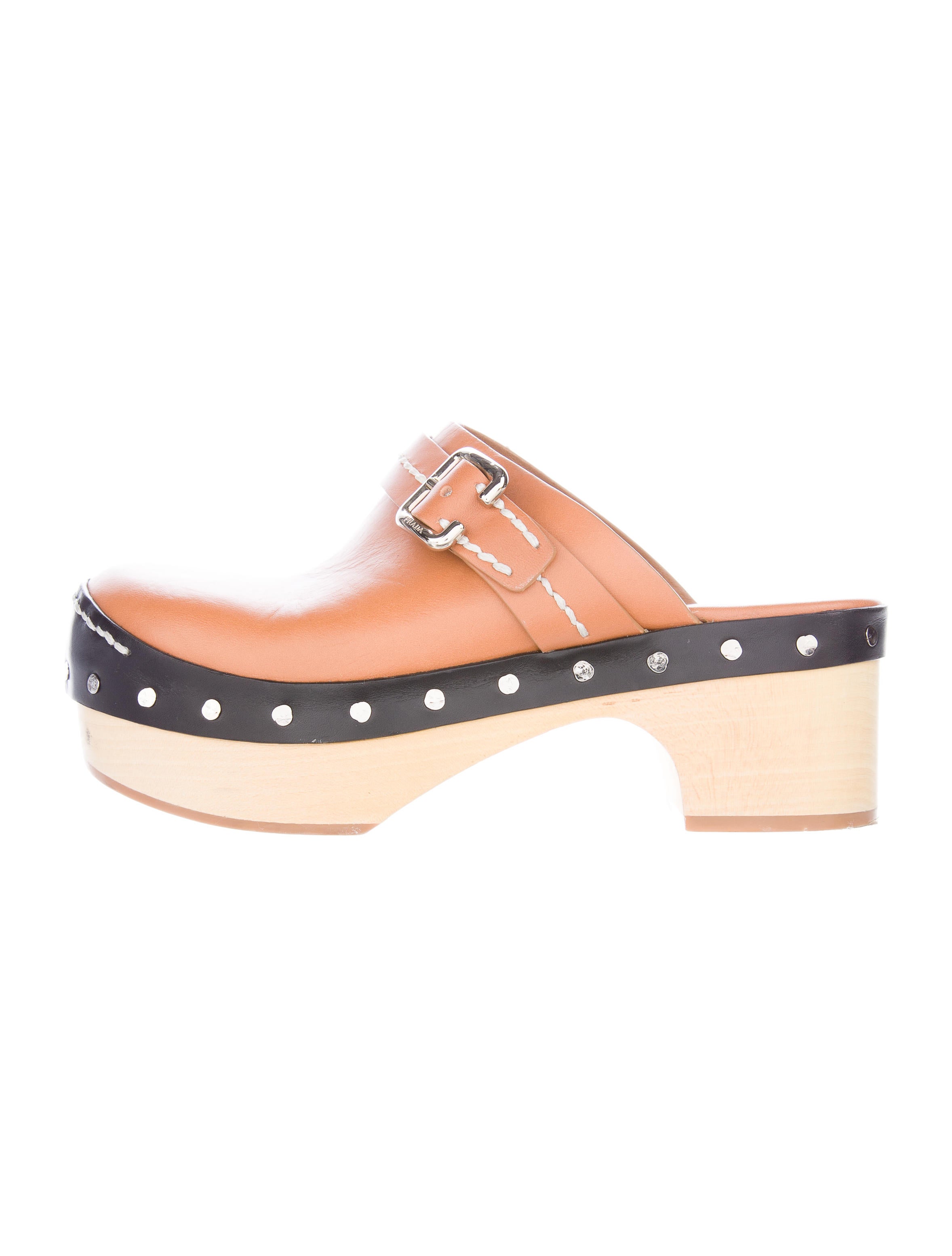 Prada Studded Leather Clogs - Shoes - PRA152881 | The RealReal