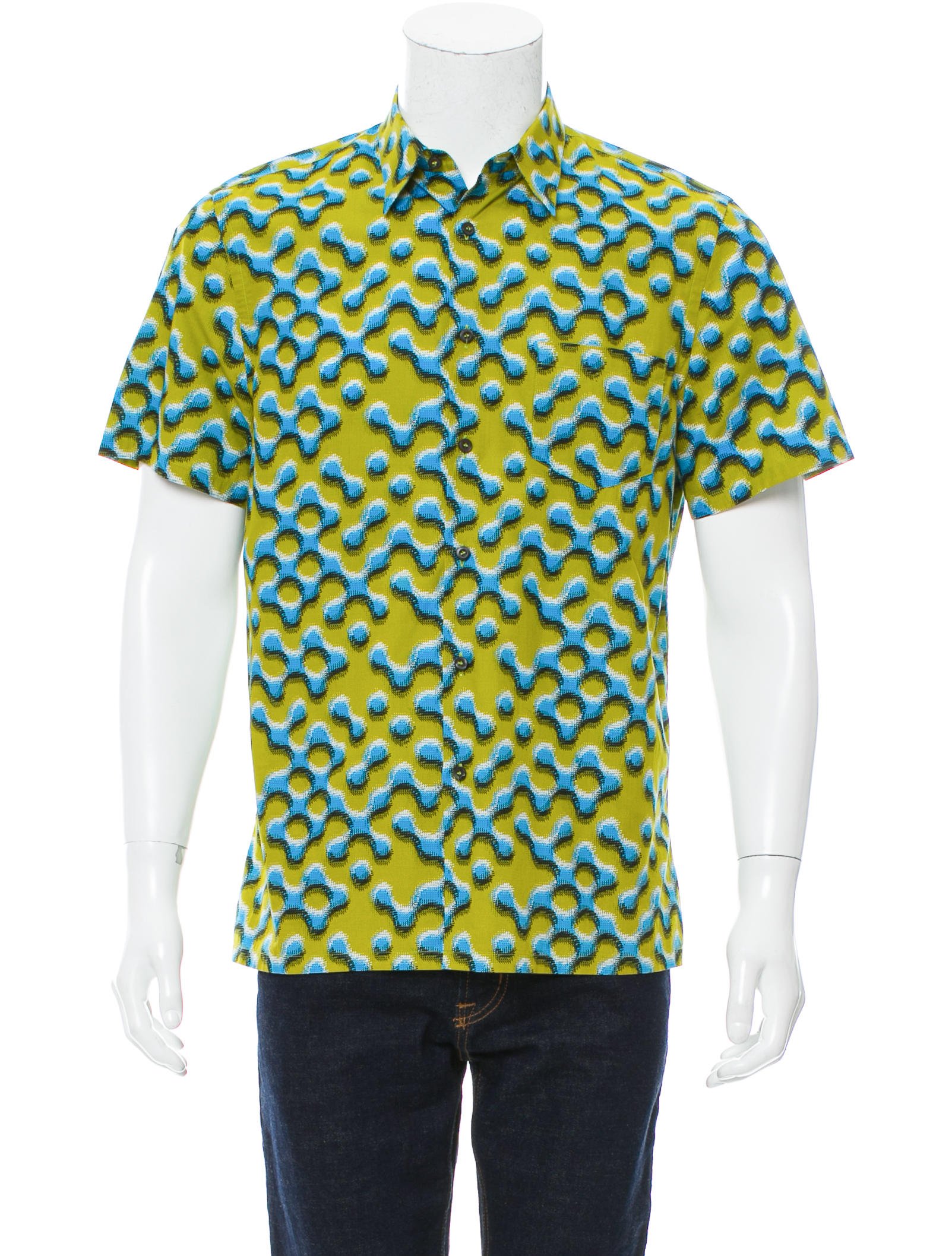 Prada Abstract Print Button-Up Shirt - Clothing - PRA159561 | The RealReal