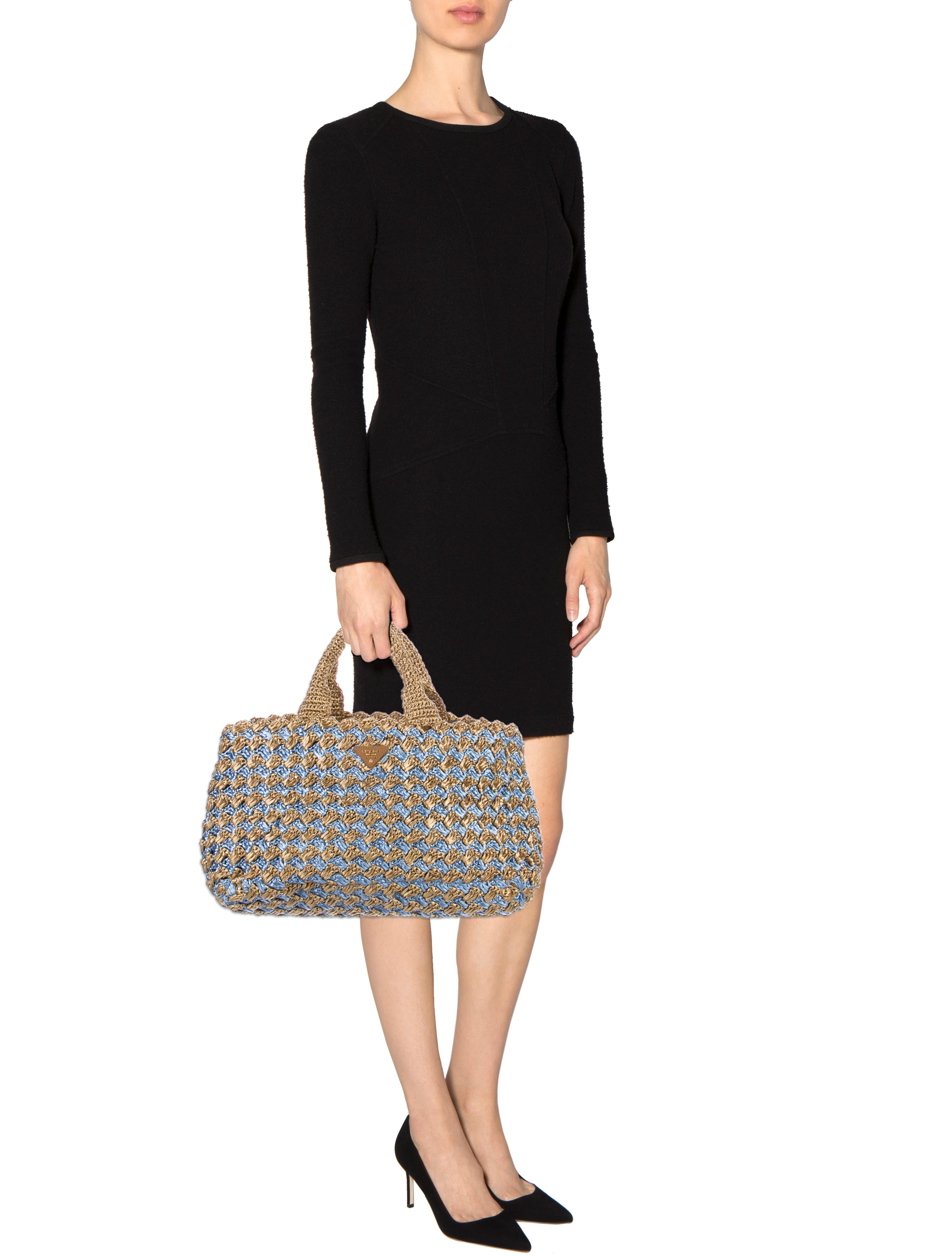 Prada Striped Straw Tote - Blue Totes, Handbags - PRA159831 | The RealReal