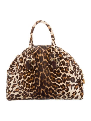 Prada Leopard Print Ponyhair Satchel - Handbags - PRA176979 | The RealReal